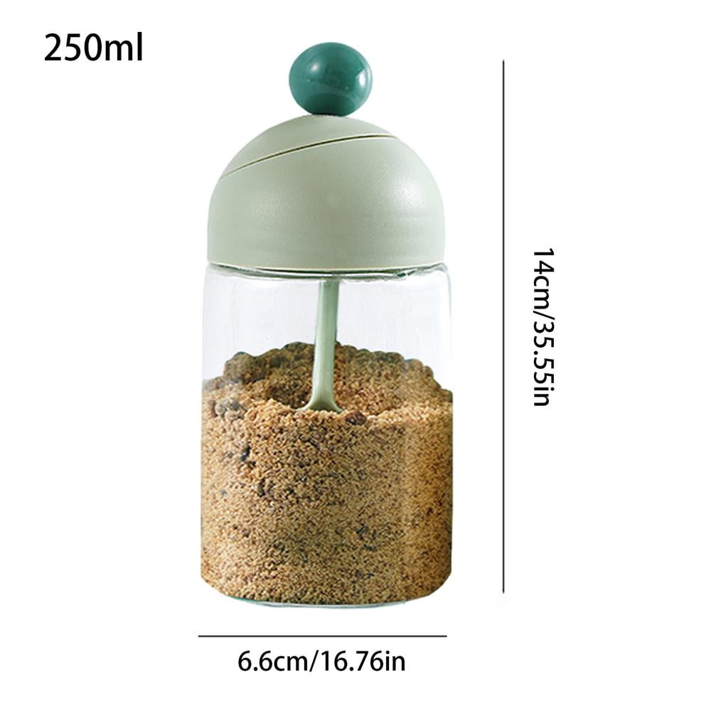 Glass Salt Shaker Glass Salt Dispenser with Lid and Spoon ...