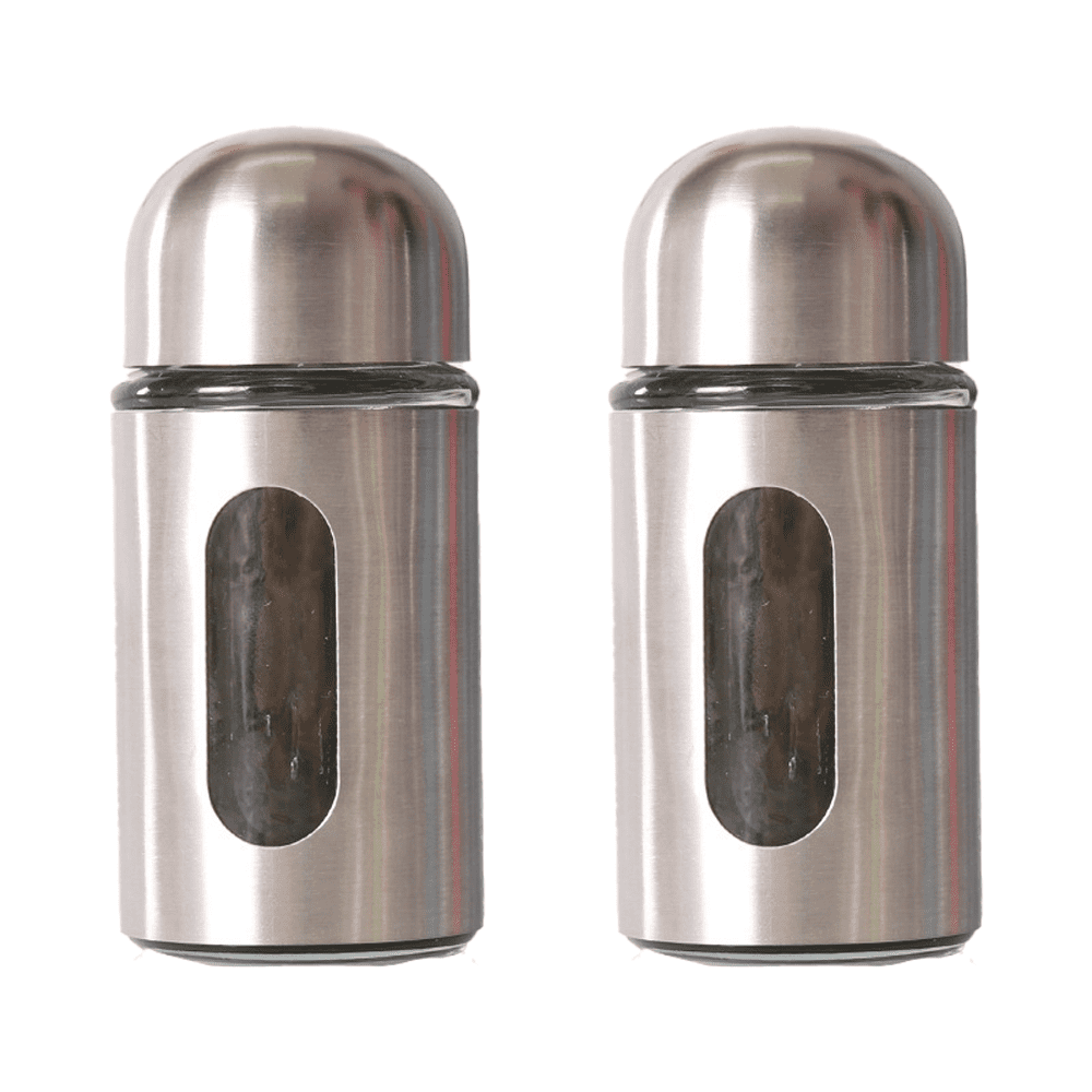 Glass Salt and Pepper Shakers with Adjustable Pour Holes - Stainless ...