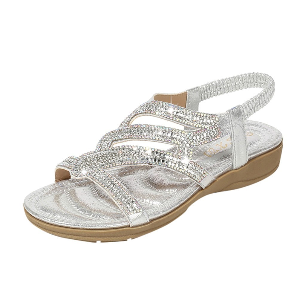Glass Sandals Heels for Women Women Slip On Wedges Sandals Casual Bling ...