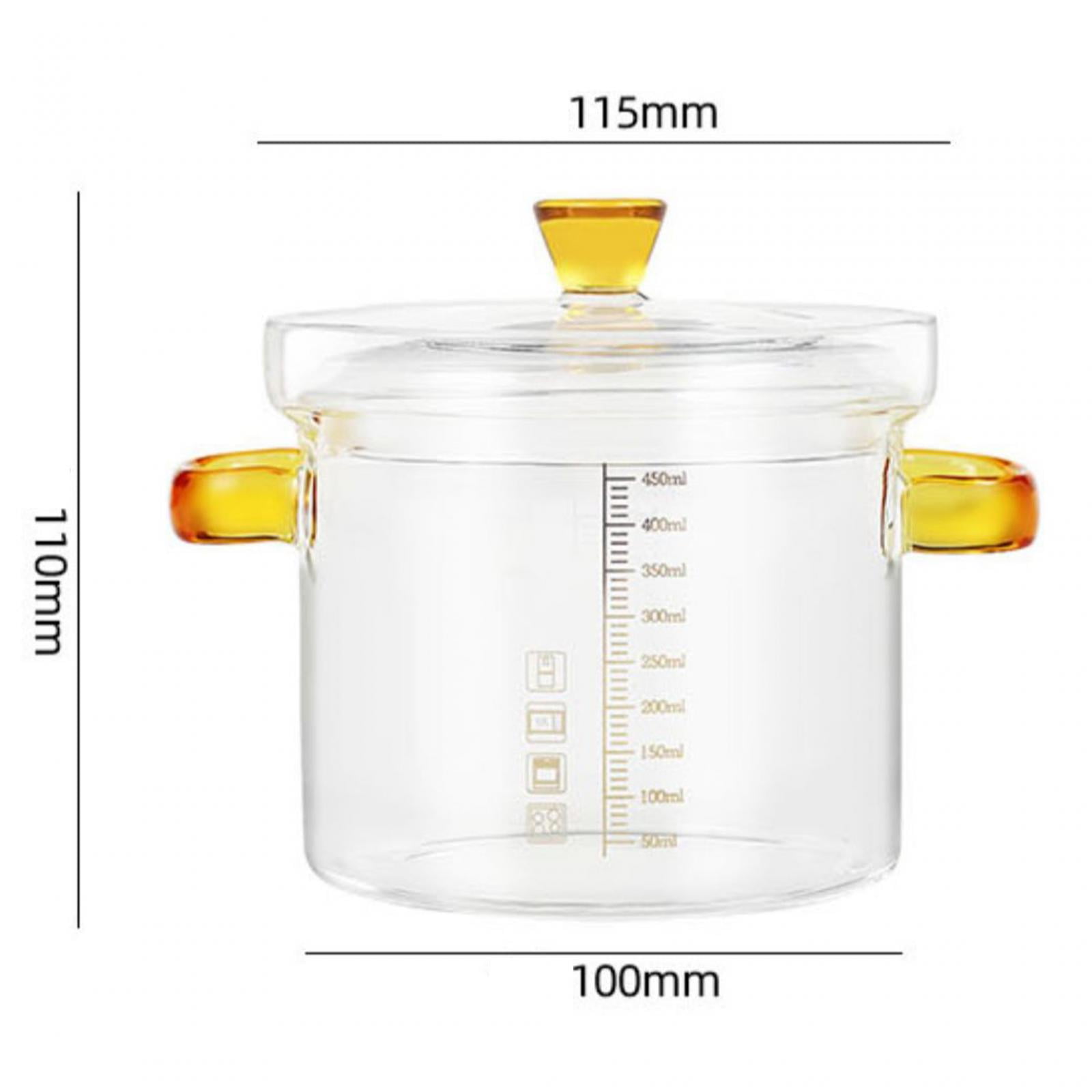 Glass Saucepan with Lid Transparent Simmer Pot for Tea Cooking Soup ...