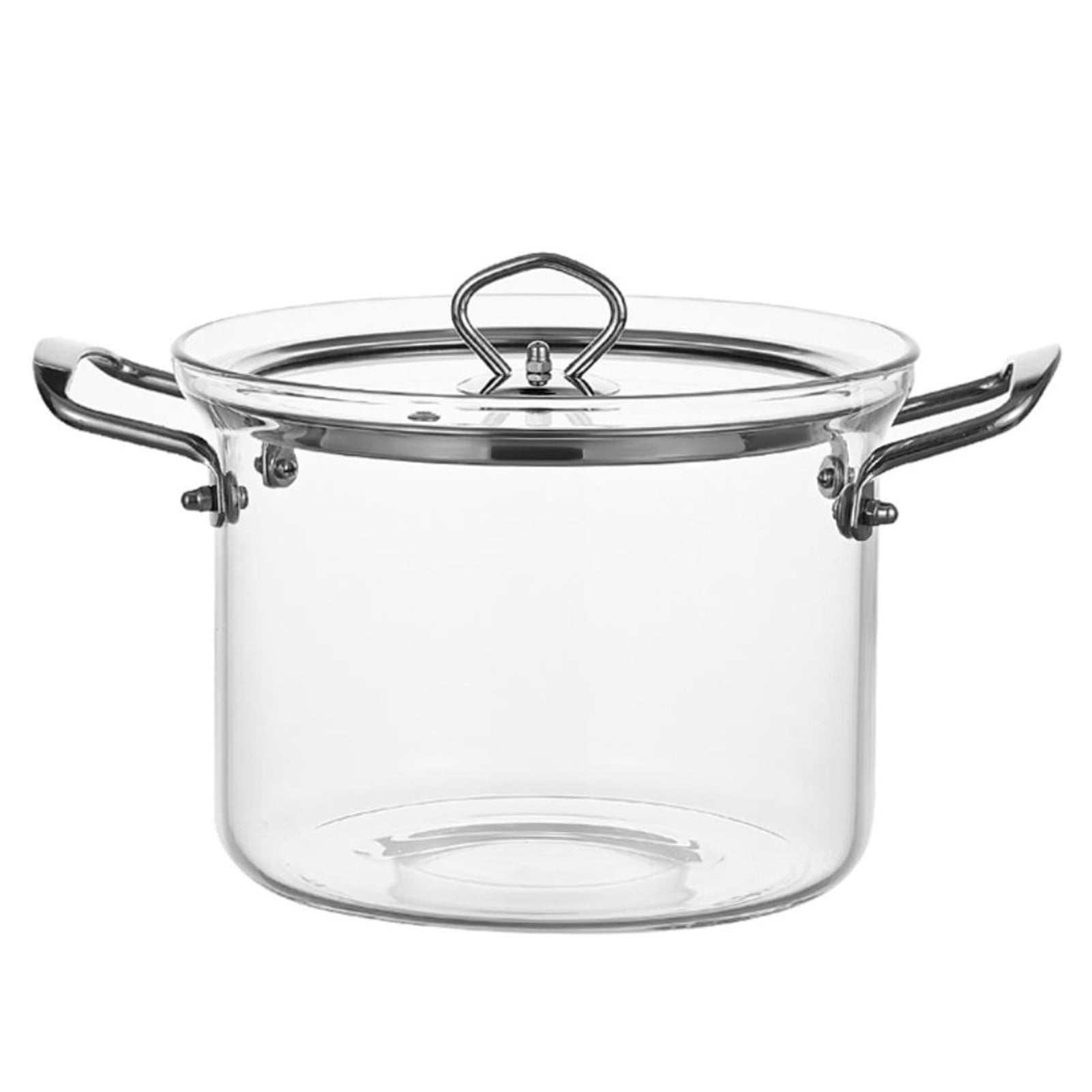 Glass Saucepan with Lid for Cooking, Glass Pot Stovetop Wooden Double ...