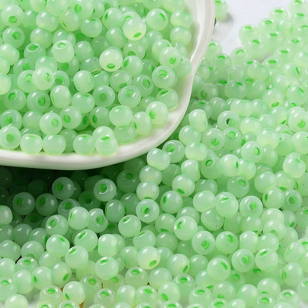 Glass Seed Beads Imitation Cat Eye Rondelle Pale Green 4x3.3mm Hole: 1 ...