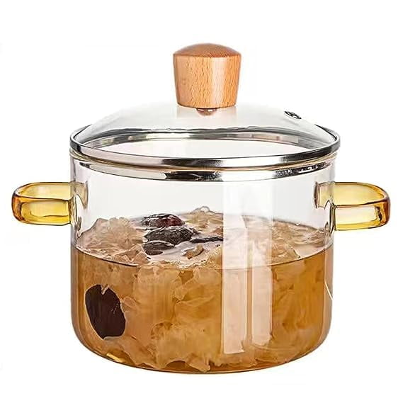 Glass Serving Bowl with Lid Oven Microwave Safe Vessel for Curry ...