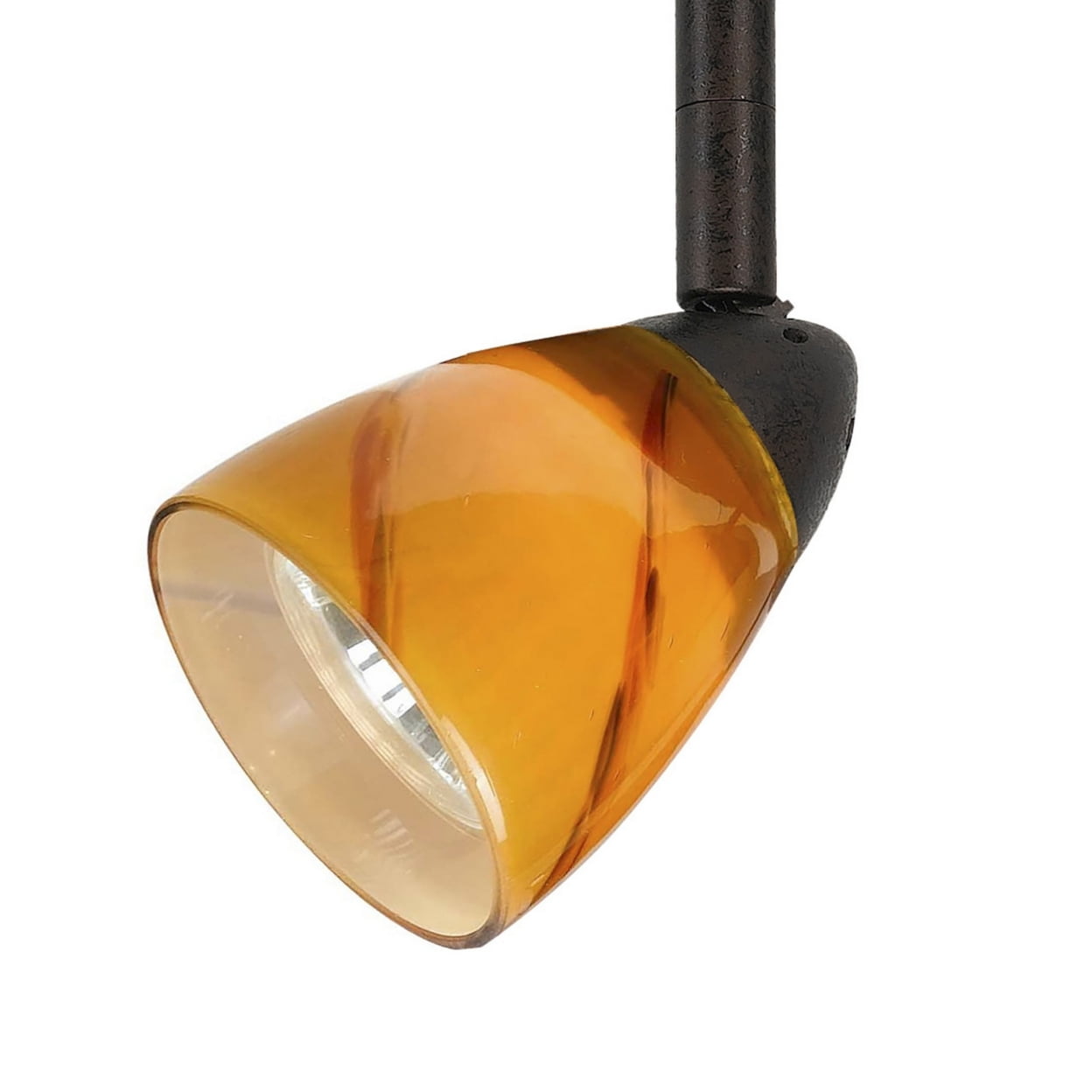 Glass Shade Track Light Head with Metal Frame, Yellow and Rustic Bronze ...