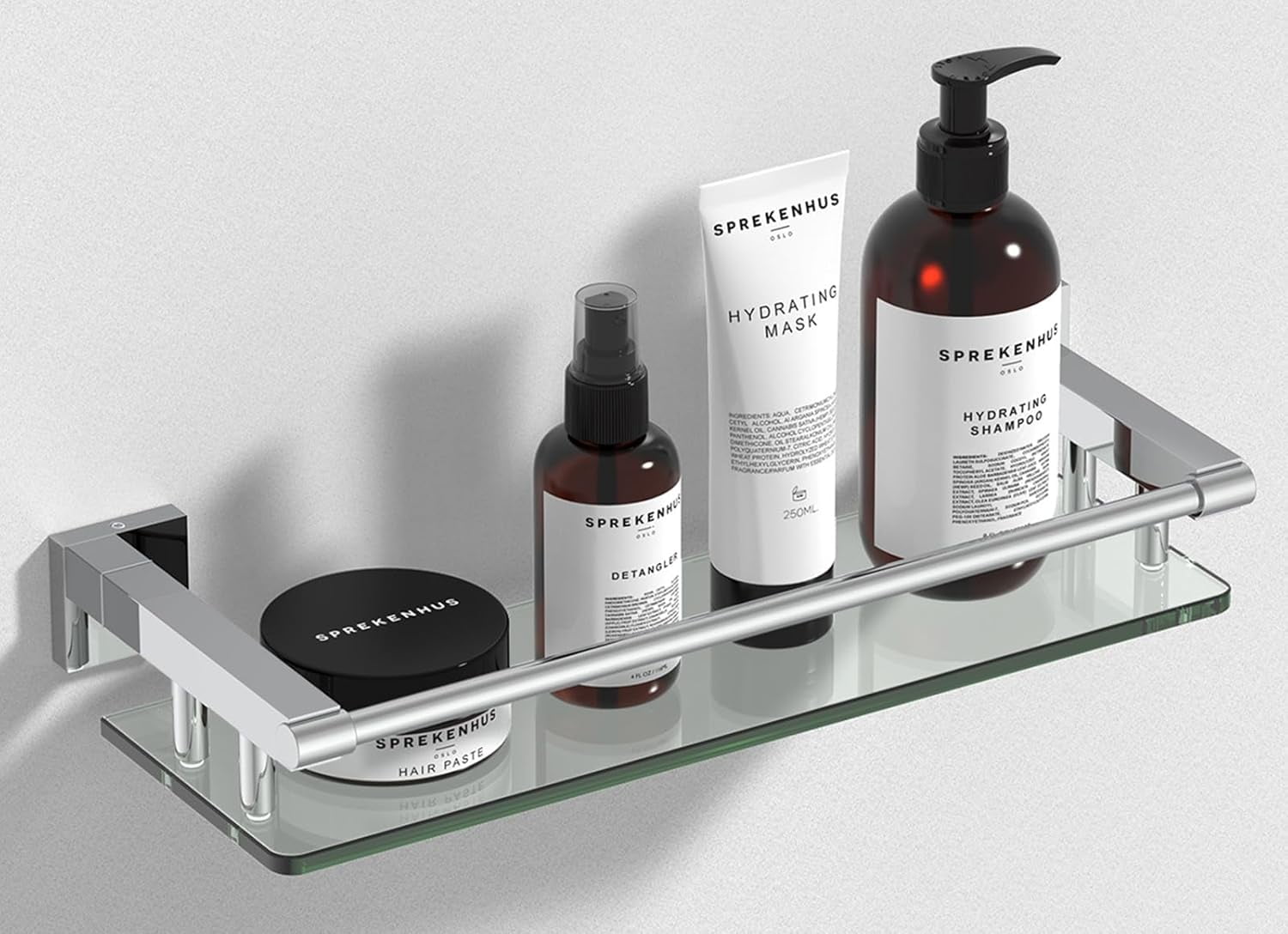 Glass Shelf 16IN for Bathroom Chrome Rectangular Stainless Steel ...