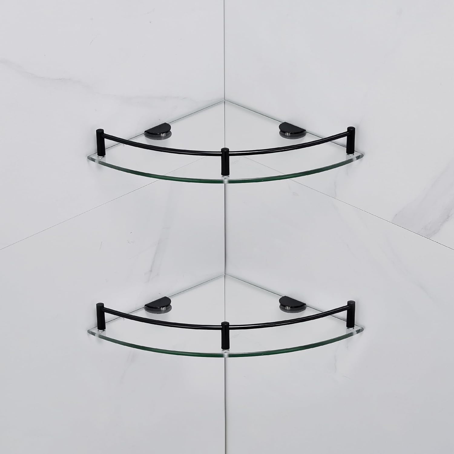 Glass Shelf Bathroom Floating Shower Corner Shelves Shampoo Holder with ...