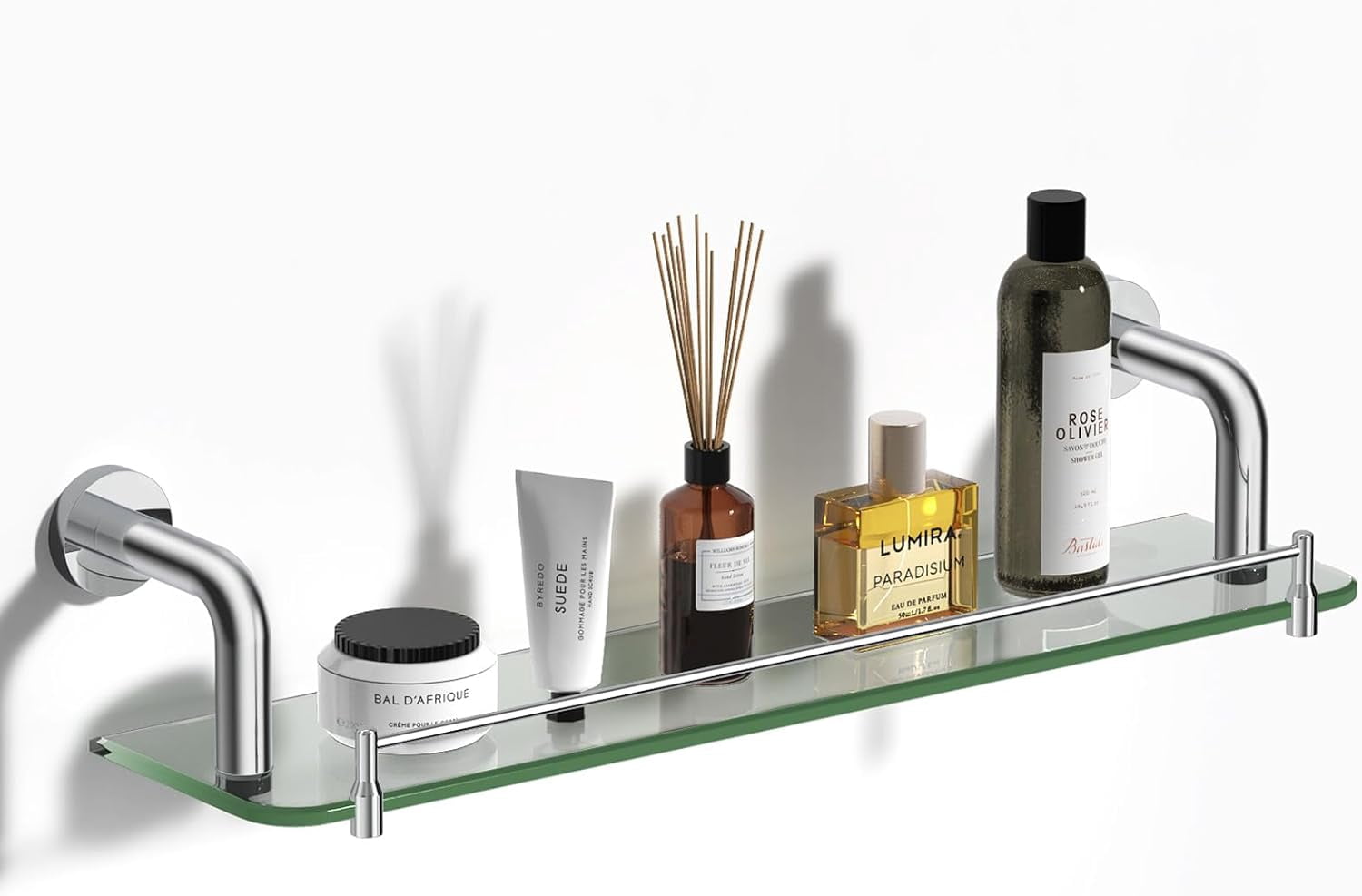 Glass Shelf/Shelves 20IN for Bathroom Chrome Rectangular Stainless ...