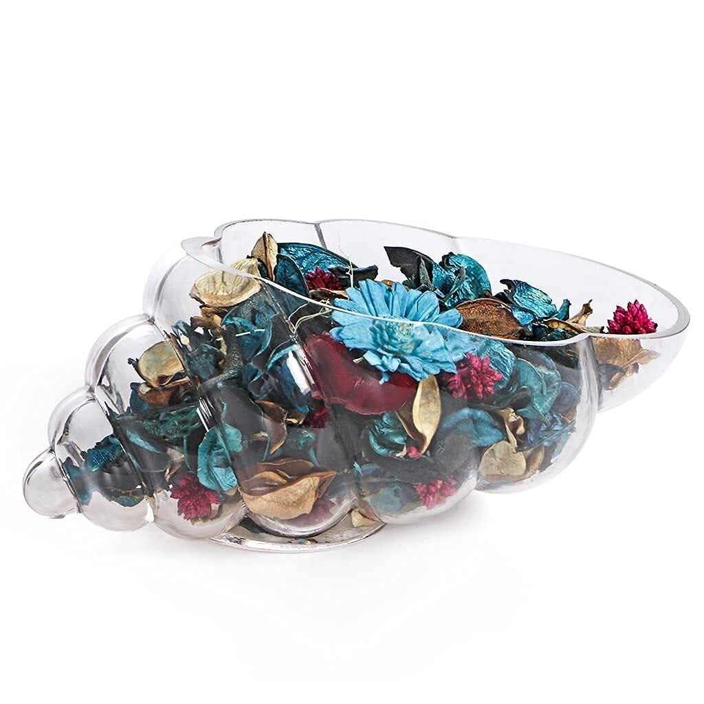 Glass Shell Vase, 11-Inch Seashell Potpourri Holder, Large Decorative ...