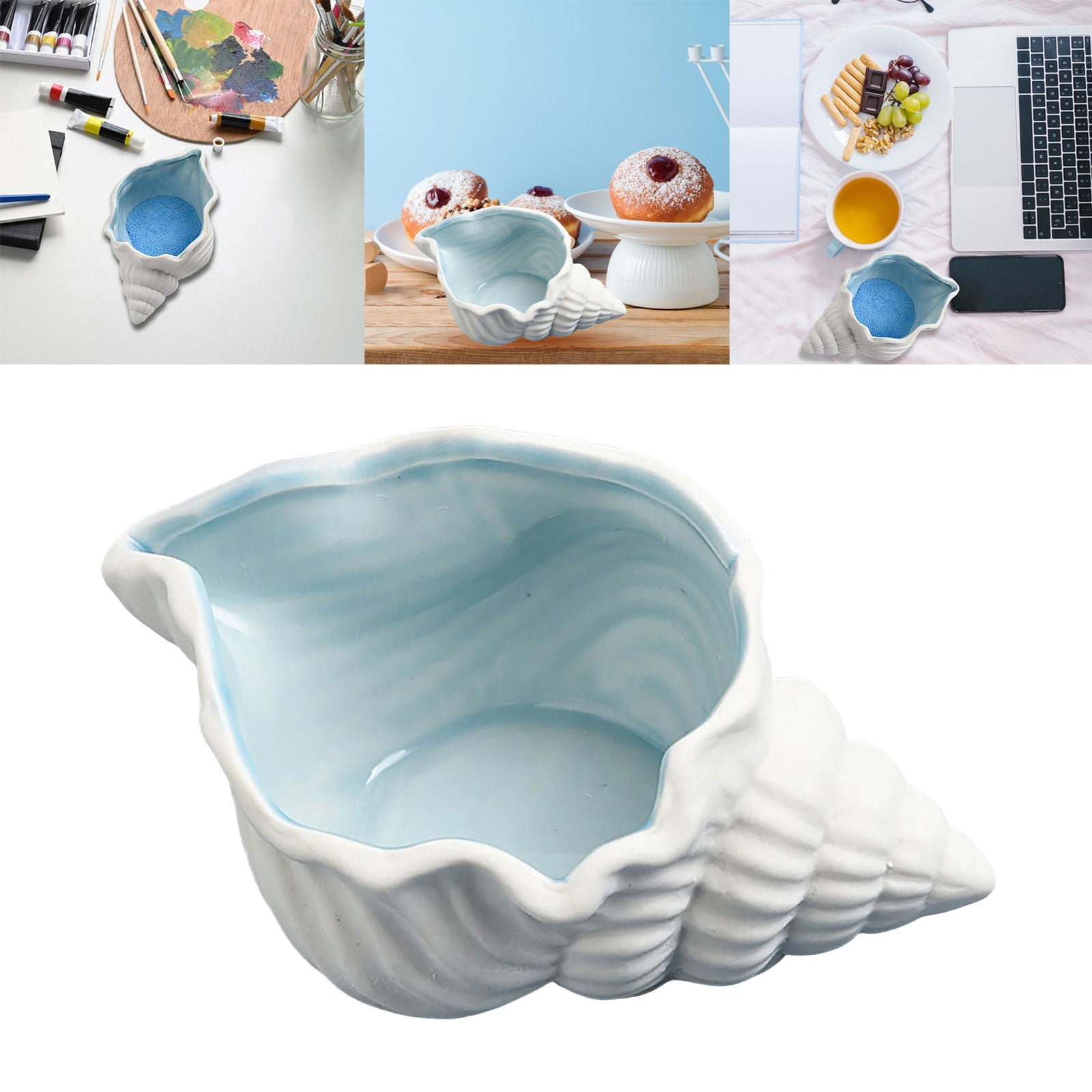 Glass Shell Vase Seashell Potpourri Holder Decorative Conch Bowl for ...