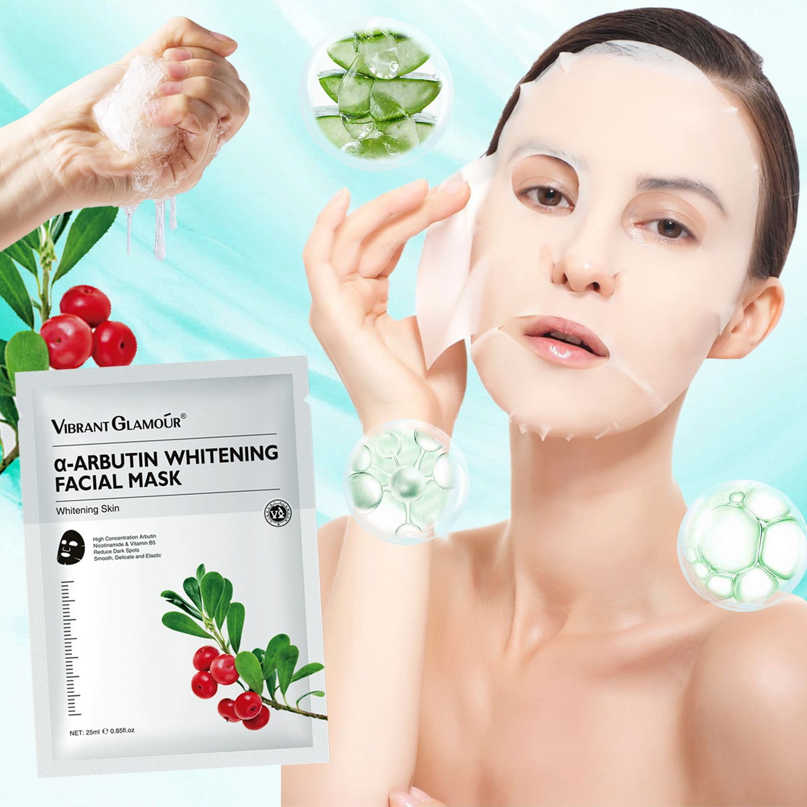 Glass Skin Face Mask, Arbutin Moisturizing Facial Sheet Single Piece ...