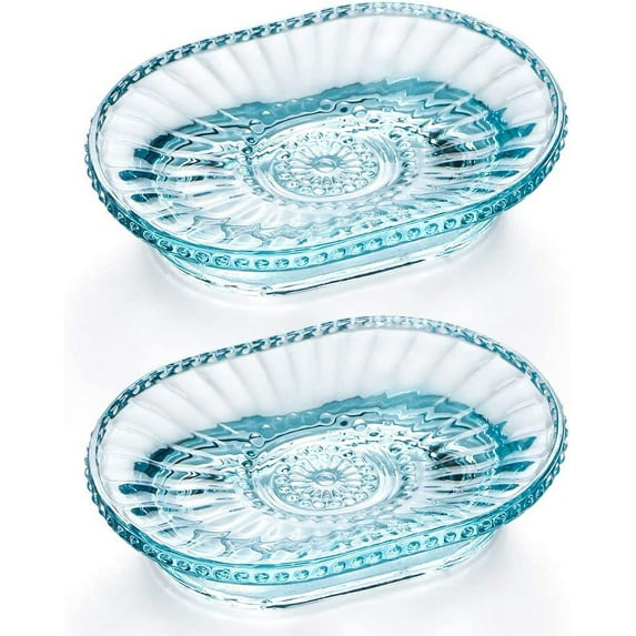 Glass Soap Dish, Embossed Bar Soap Holder, Decorative Soap Saver Tray ...
