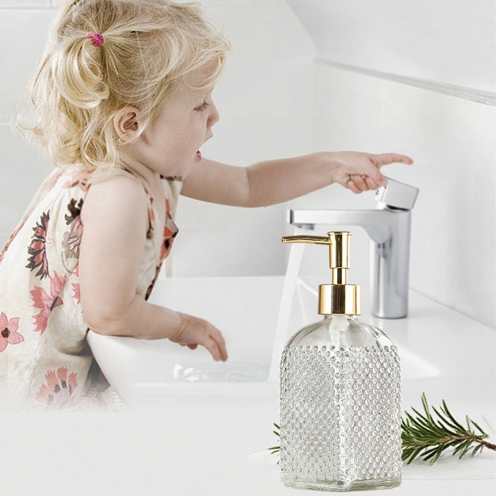 Glass Soap Dispenser Bottle for Bathroom and Kitchen - Reusable ...