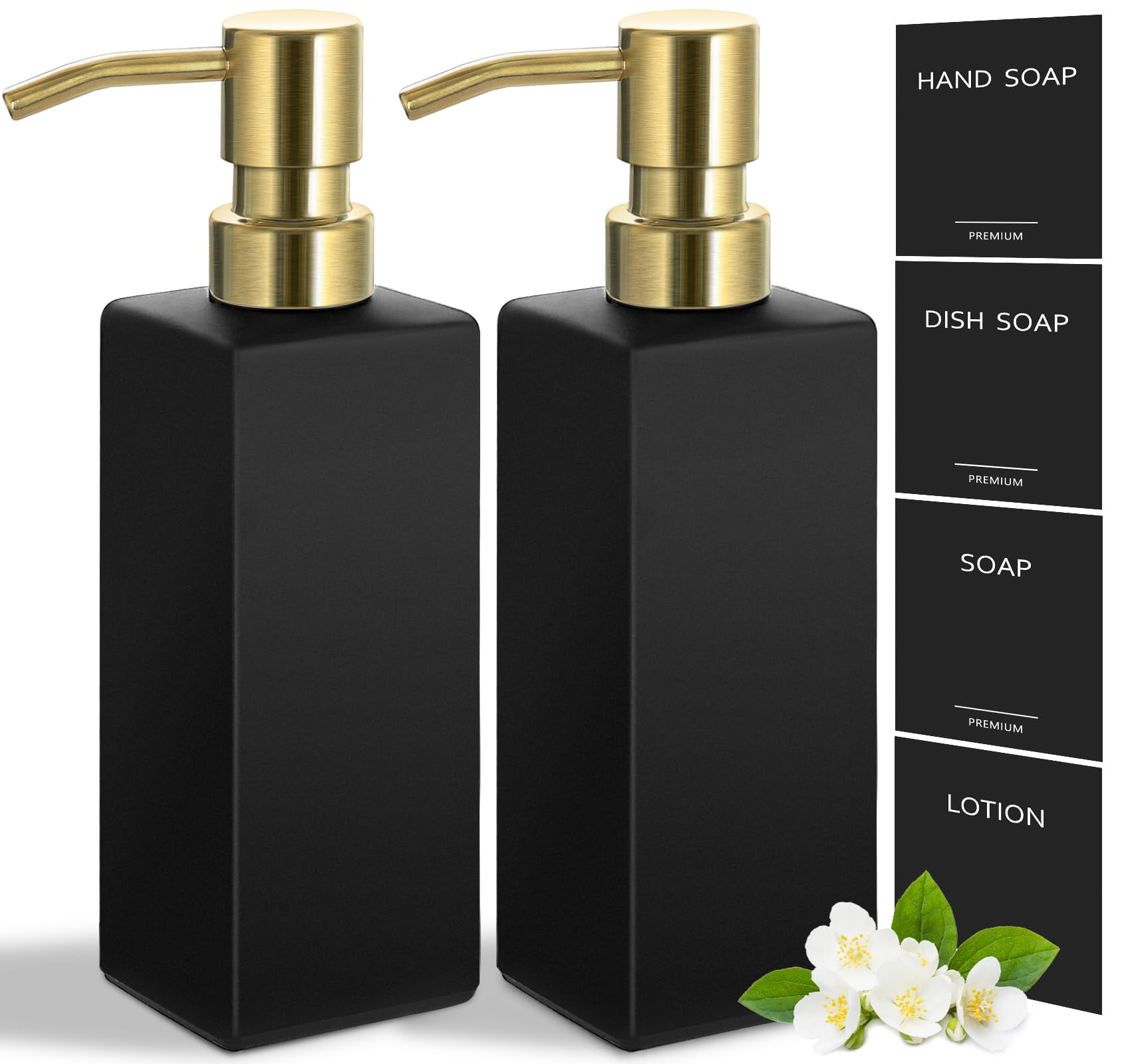 Glass Soap Dispenser with Stainless Steel Pump, Clear Refillable Hand ...