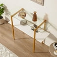 Glass Sofa Table, Mid-Century Modern Entryway Table with Tempered Glass ...