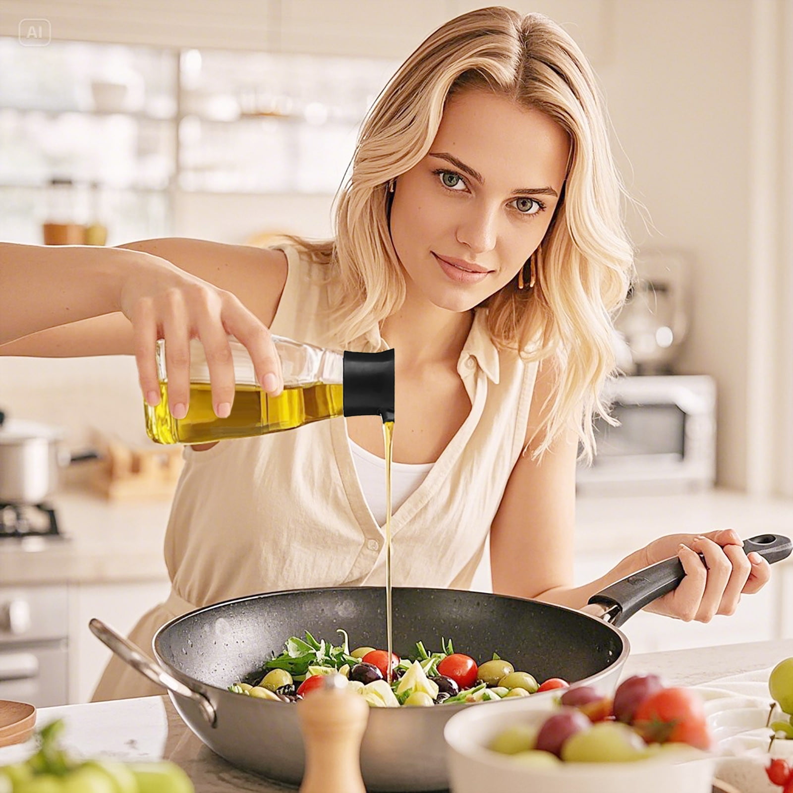 Glass Soy Sauce Dispenser with Lid - Leakproof Cruet Bottle for Olive Oil, Vinegar & Soya ...