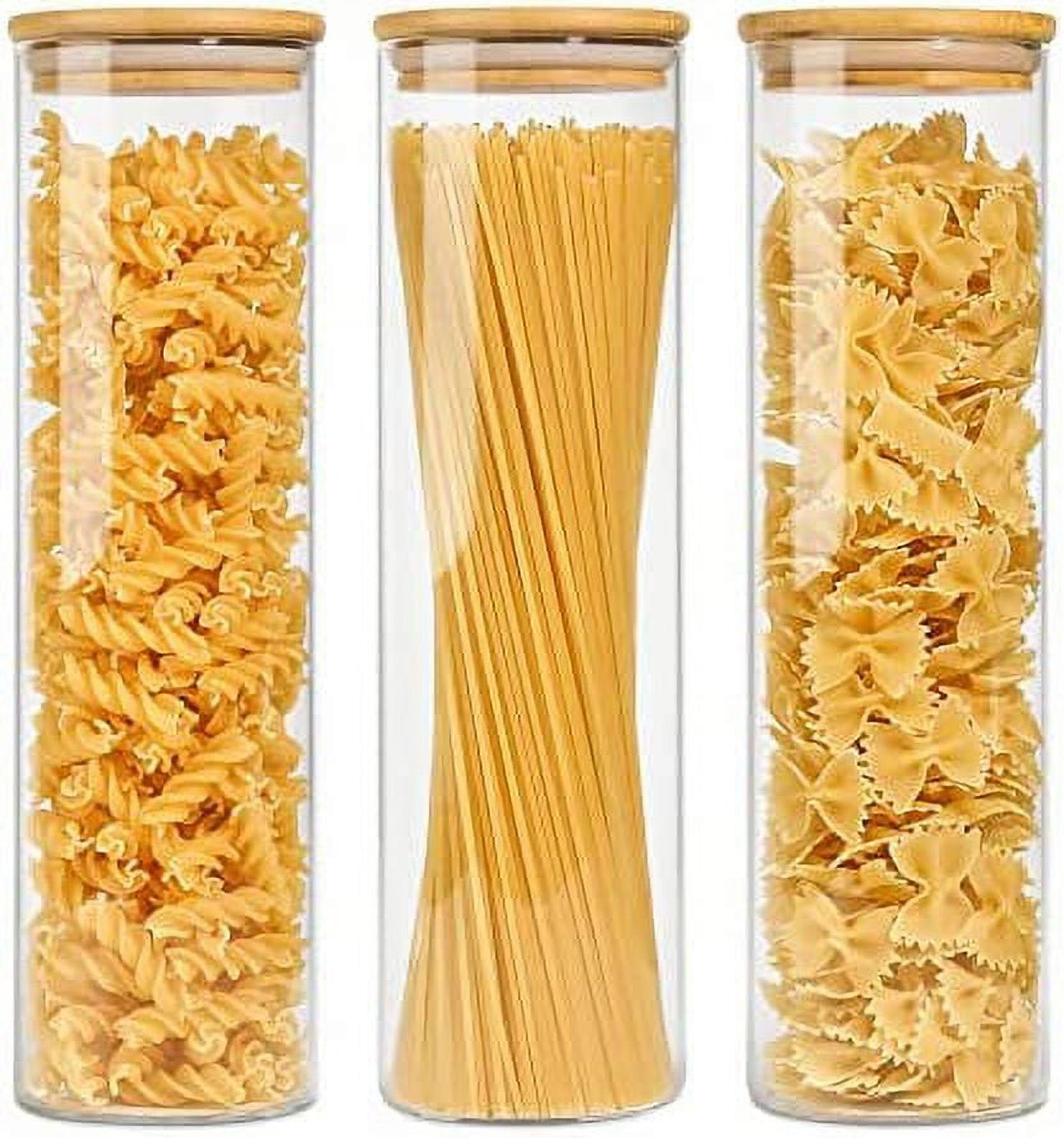 Glass Spaghetti Pasta Storage Container with Lid 47oz, Tall Clear ...