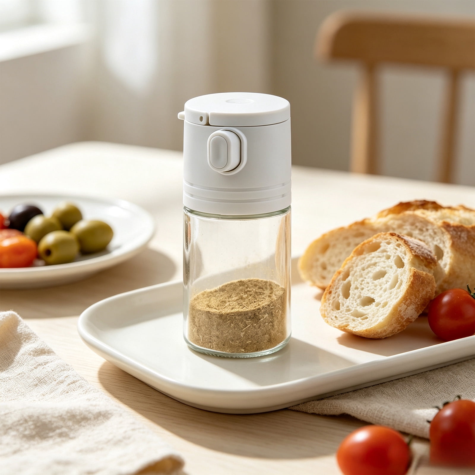 Glass Spice Jar With Double Opening Shaker Lid Airtight Seasoning ...