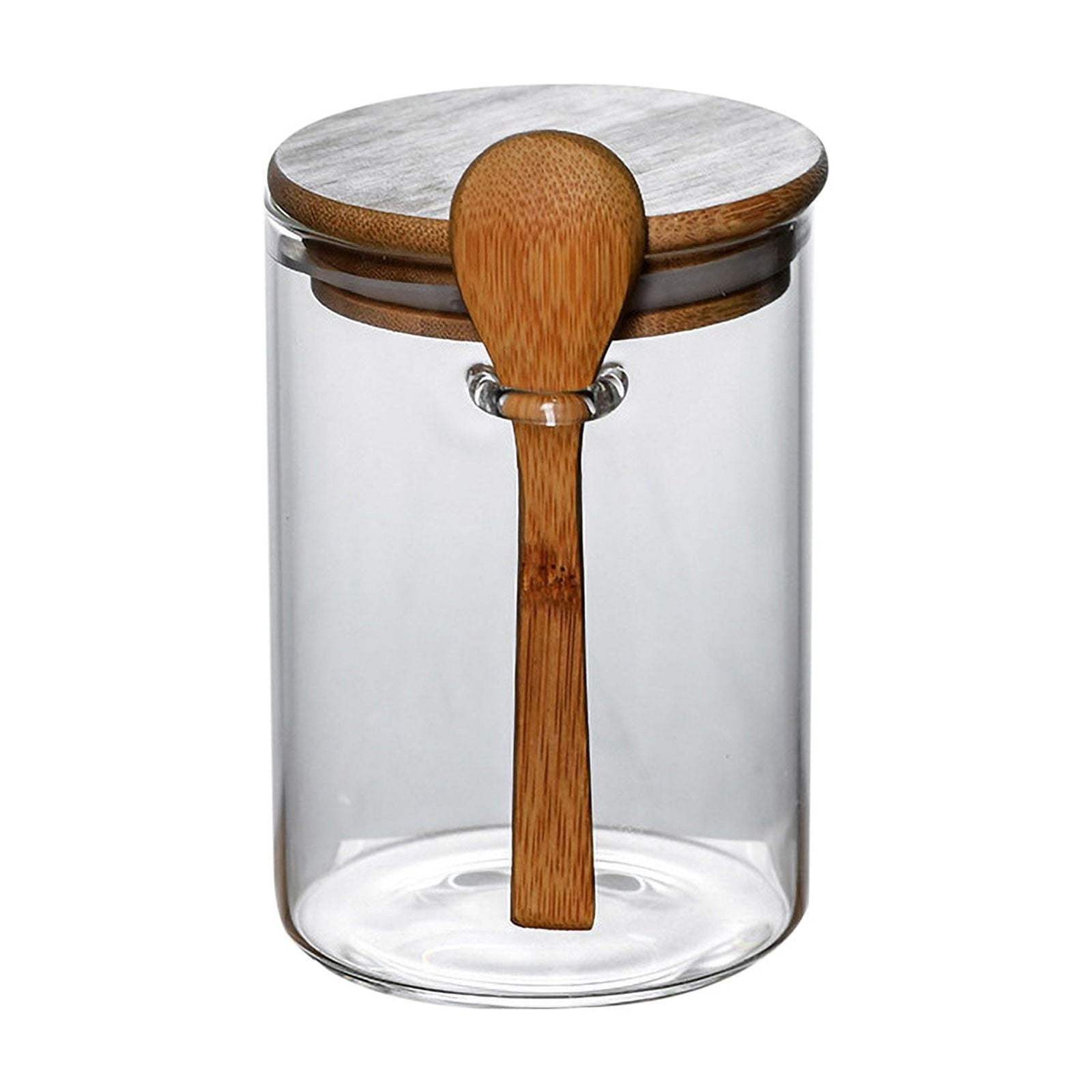 Glass Spice Jars,Kitchen Glass Food Storage Jars Wood Lid with Spoon ...
