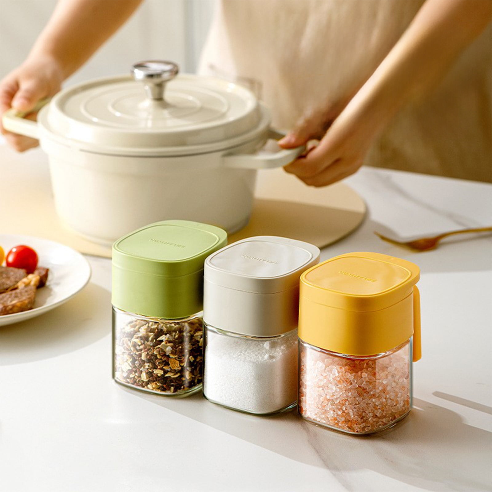 Glass Spice Jars with Lids - 12-Piece Set, 4 oz Clear Spice Containers ...