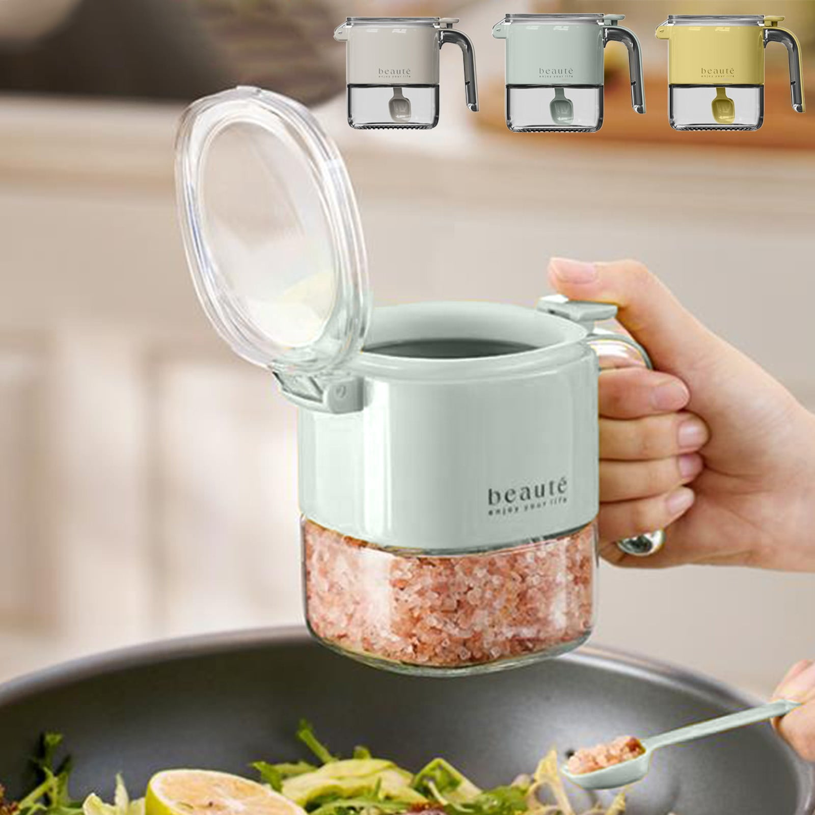 Glass Spice Jars,Spice Containers With Spoons, 400ml Spice Bottles ...