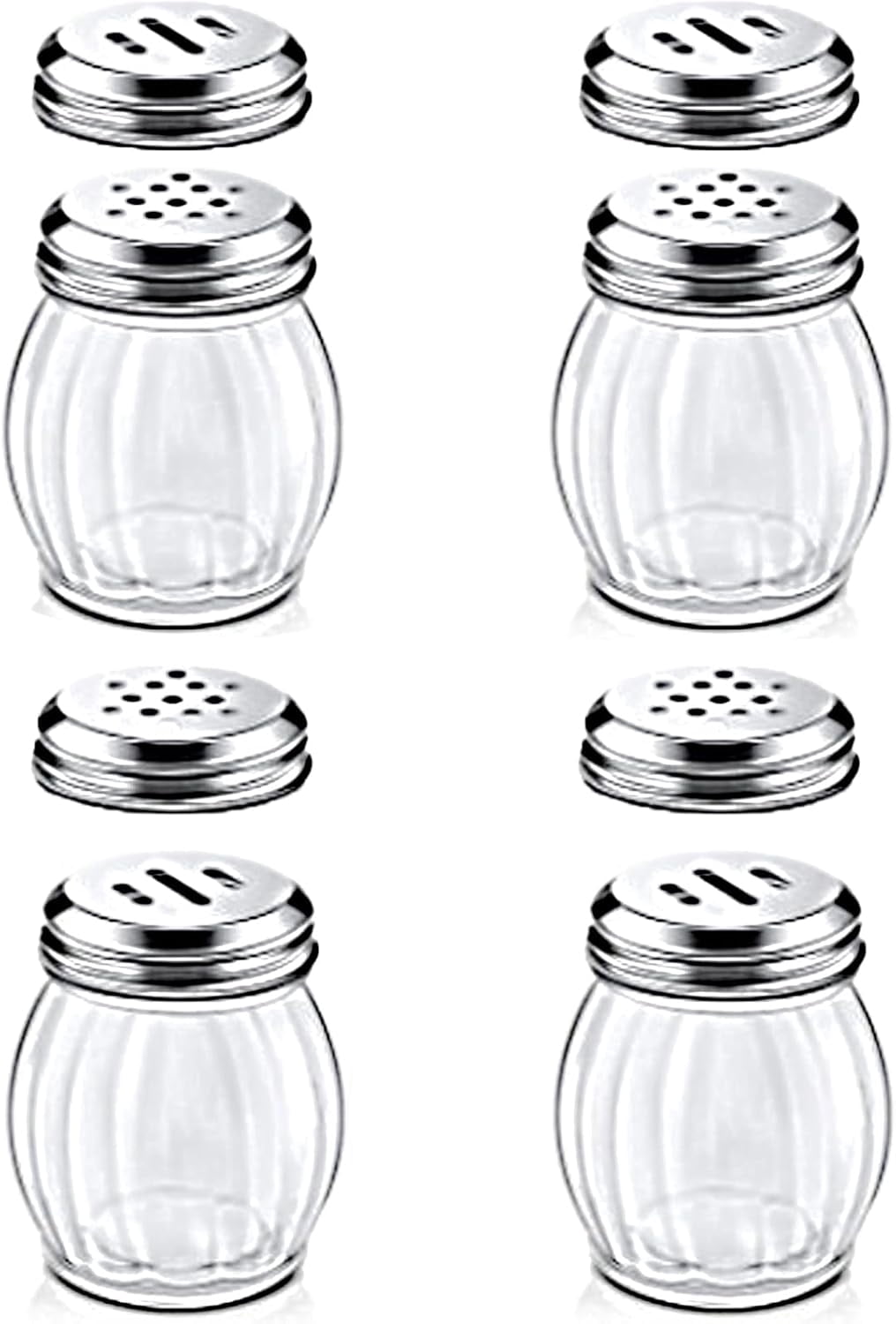 Glass Spice Shaker Set with Stainless Steel Top, 6 Ounces, 4-Piece ...