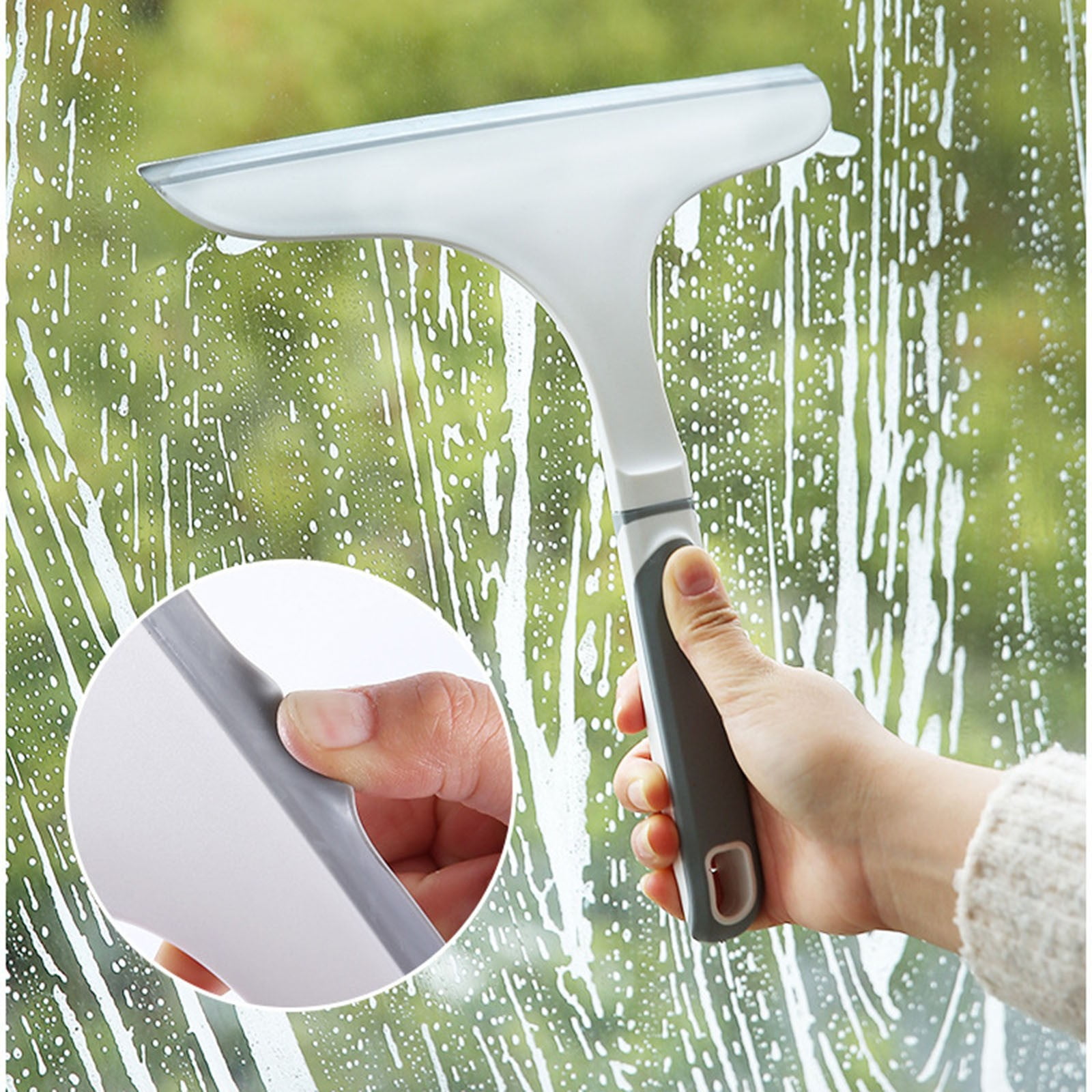 Glass Squeegee Scraper Tool with Soft Rubber Blade for Streak-free ...