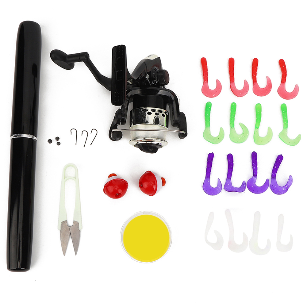 Glass Steel Elegant Black Retractable Mini Pen Fishing Pole Kit ...