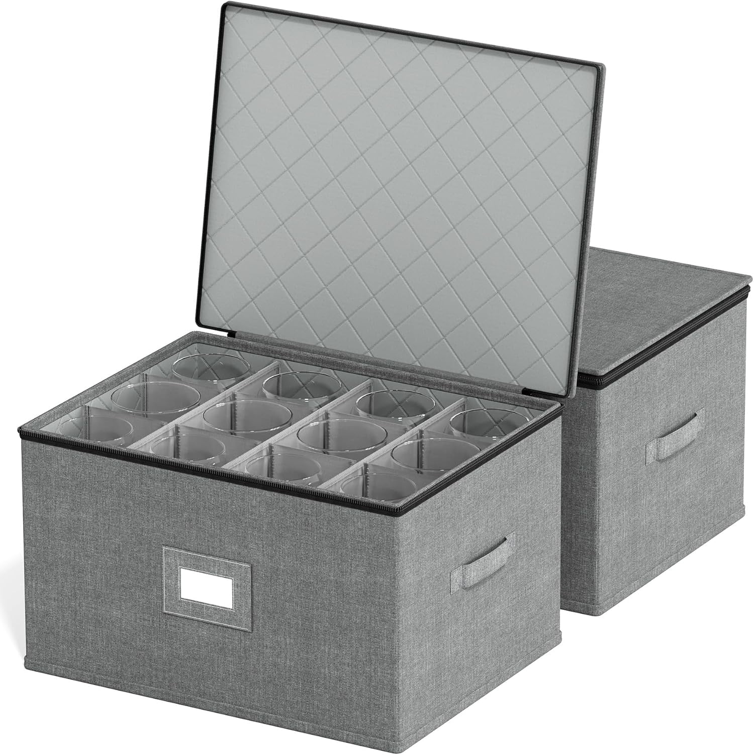 Glass Stemware Storage 2 Pack, Storage Containers, Hard Shell Quilted ...