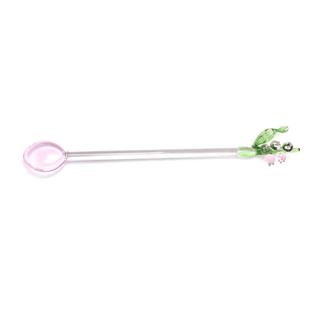 Glass Stick Stirring Spoon Bells Orchids Flower Stirring Rod Coffee ...