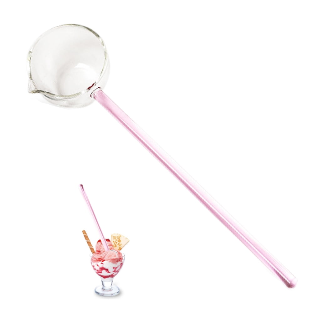 Glass Stirring Spoons Transparent Teaspoons Milk Cocktail Cold Drinks ...