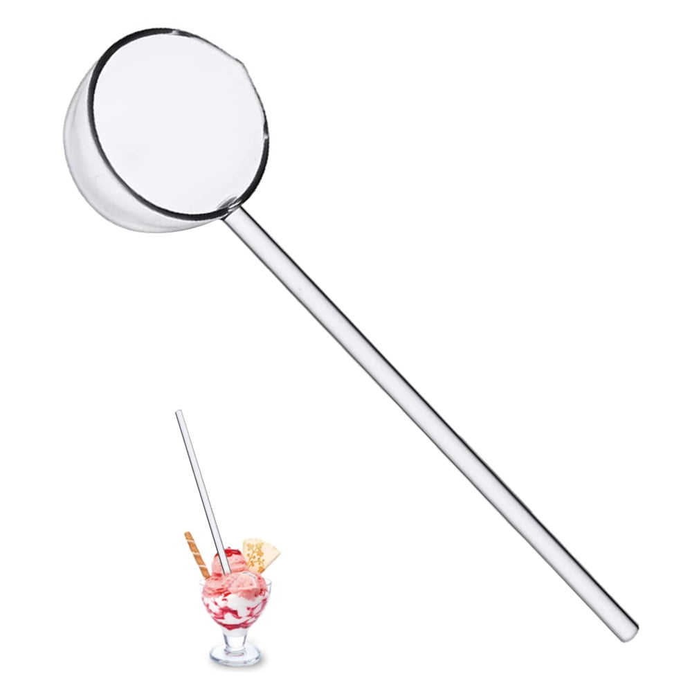 Glass Stirring Spoons Transparent Teaspoons Milk Cocktail Cold Drinks ...