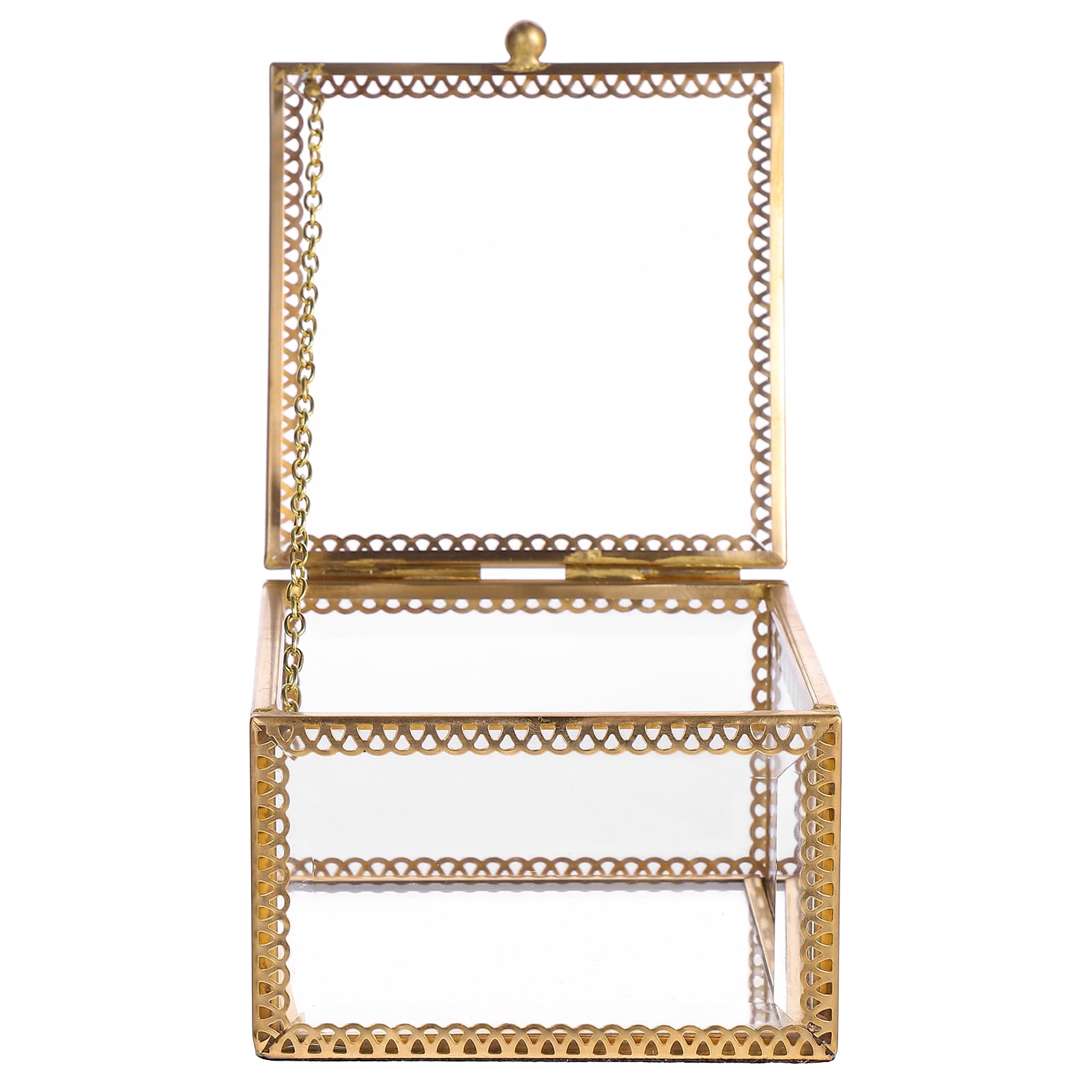 FUEENIRVA Decorative Glass Box Jewelry Display Holder Transparent 1Pcs ...