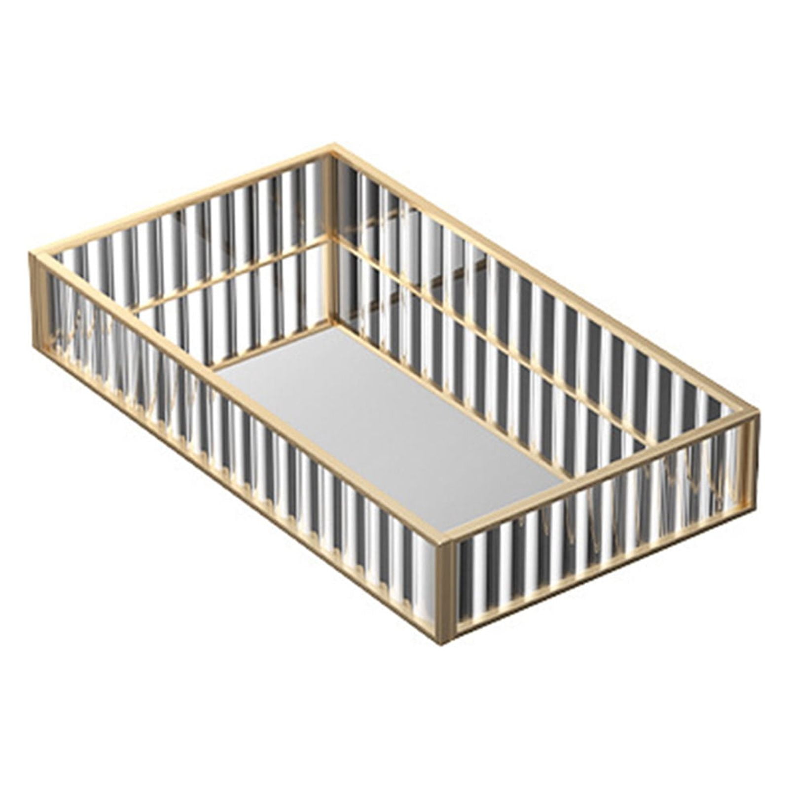 Glass Storage Box Gold Strip Vanity Tray Coffee Tea Snack Fruit ...
