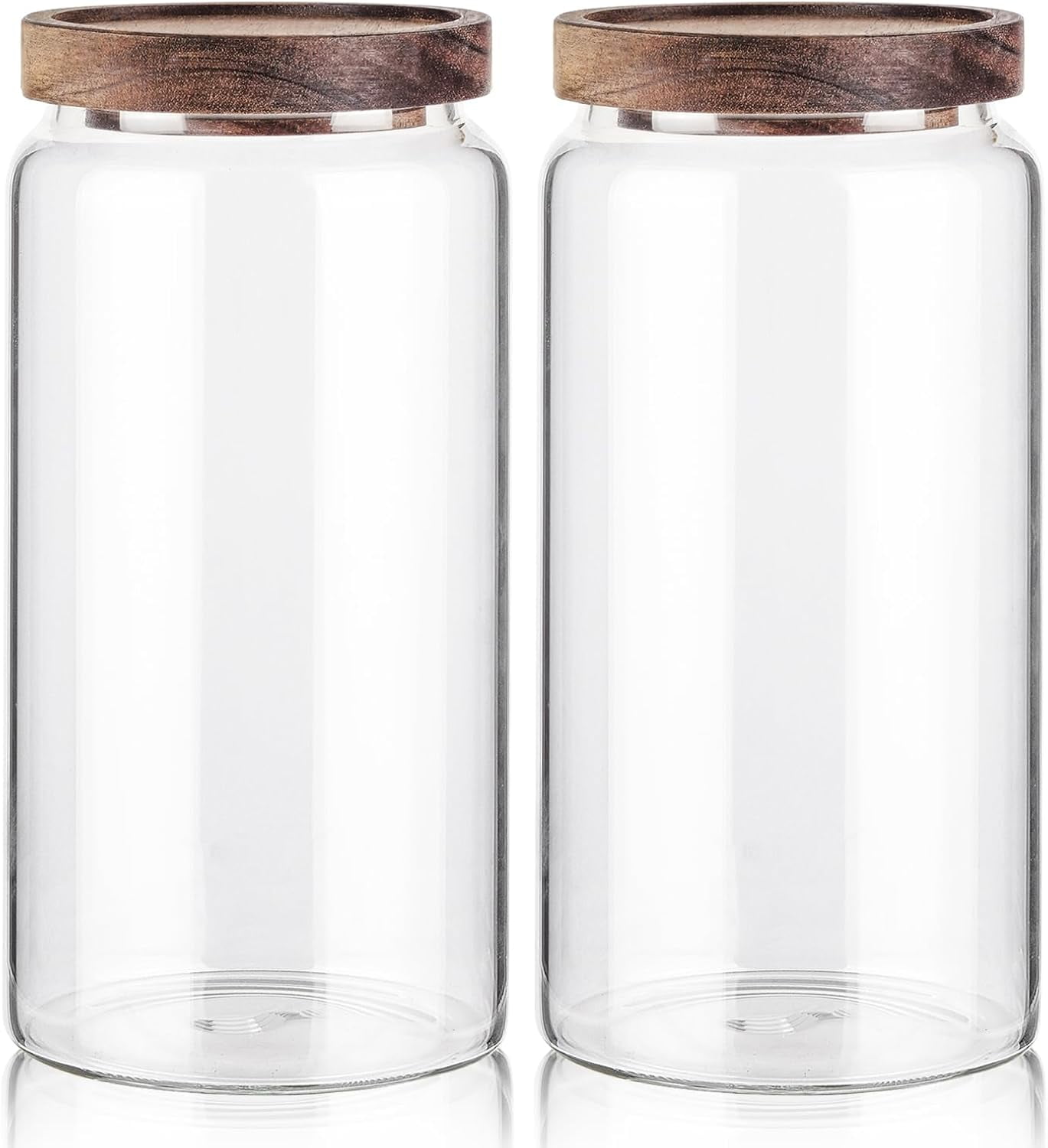 Glass Storage Container Airtight Food Jars Kitchen Canister with Wood ...