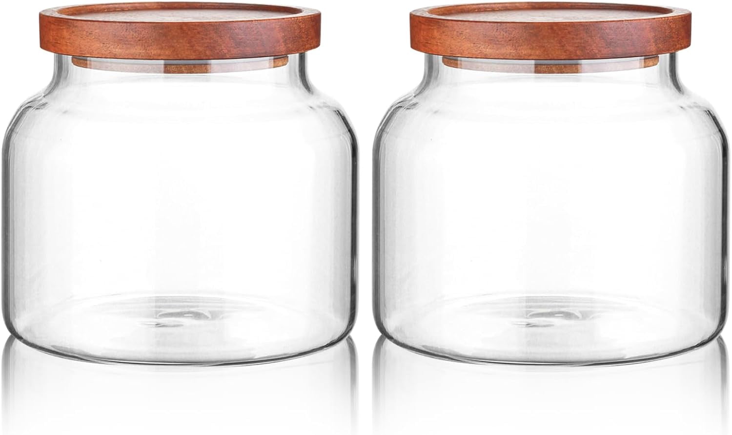Glass Storage Container Airtight Food Jars Kitchen Canister with Wood ...