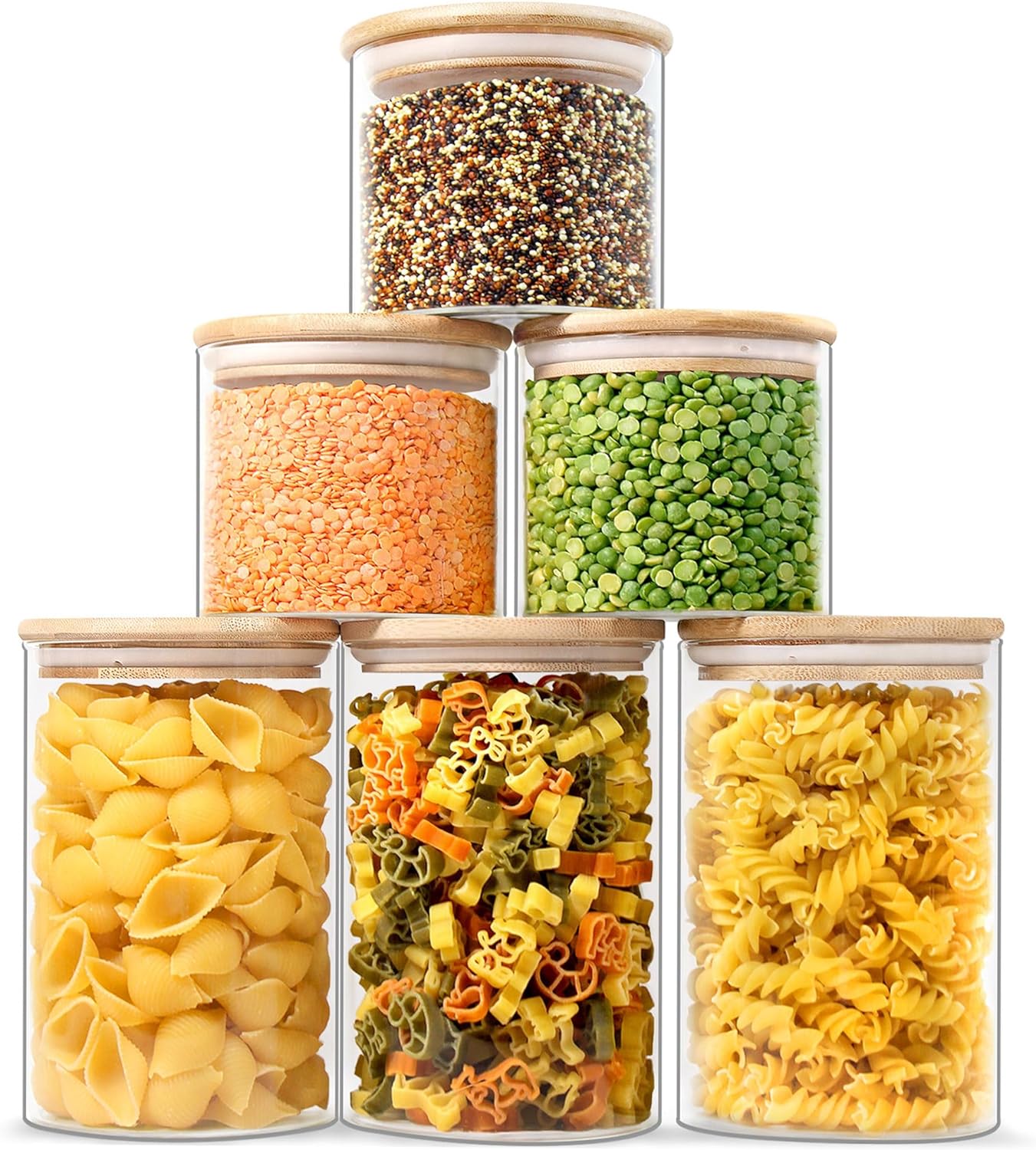 Glass Storage Container Bamboo Lids, Glass Airtight Canisters sets ...