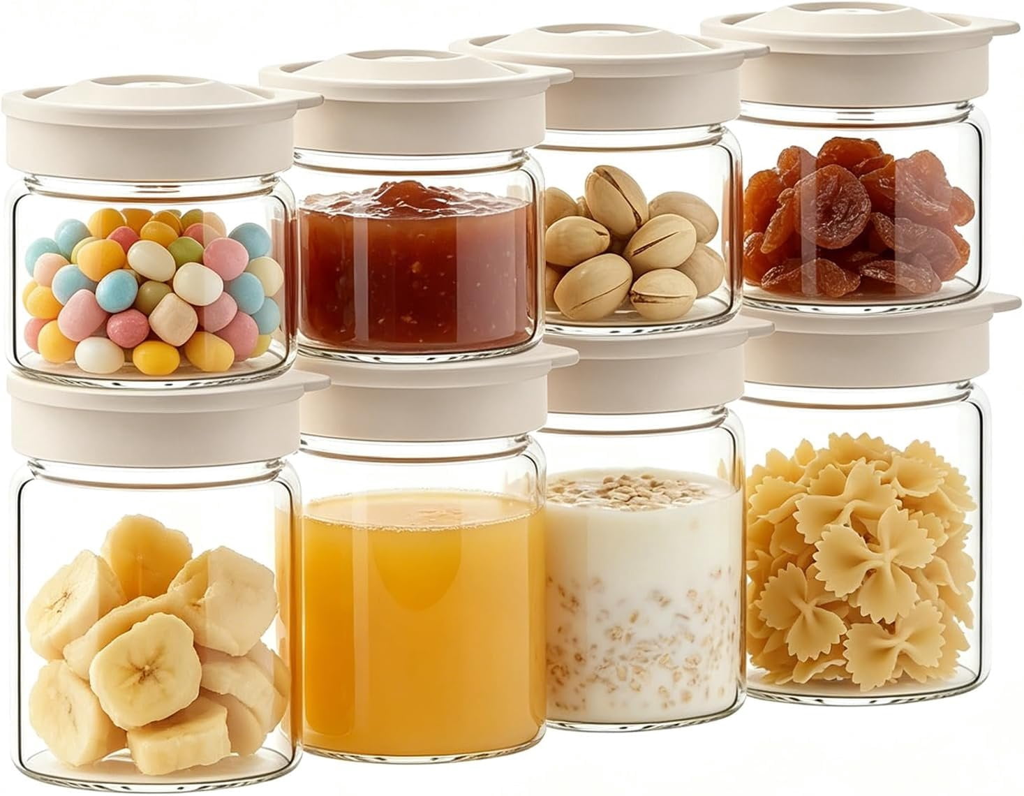 Glass Storage Containers 6 Pack, 2 & 4 Oz Jars with Vented Leak Proof ...