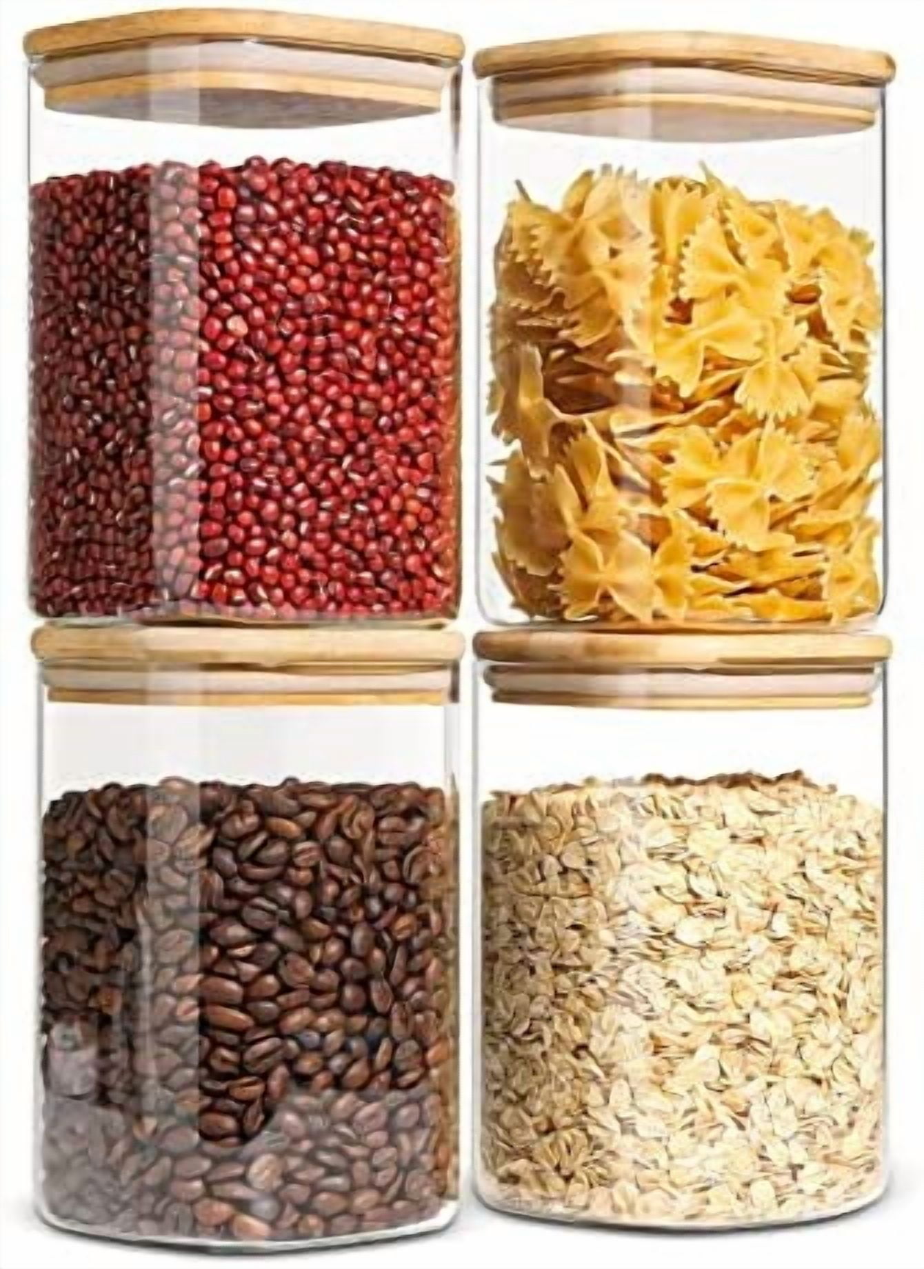 Glass Storage Containers with Lids, 1.2 Qt Glass Jars with Lids, Clear ...