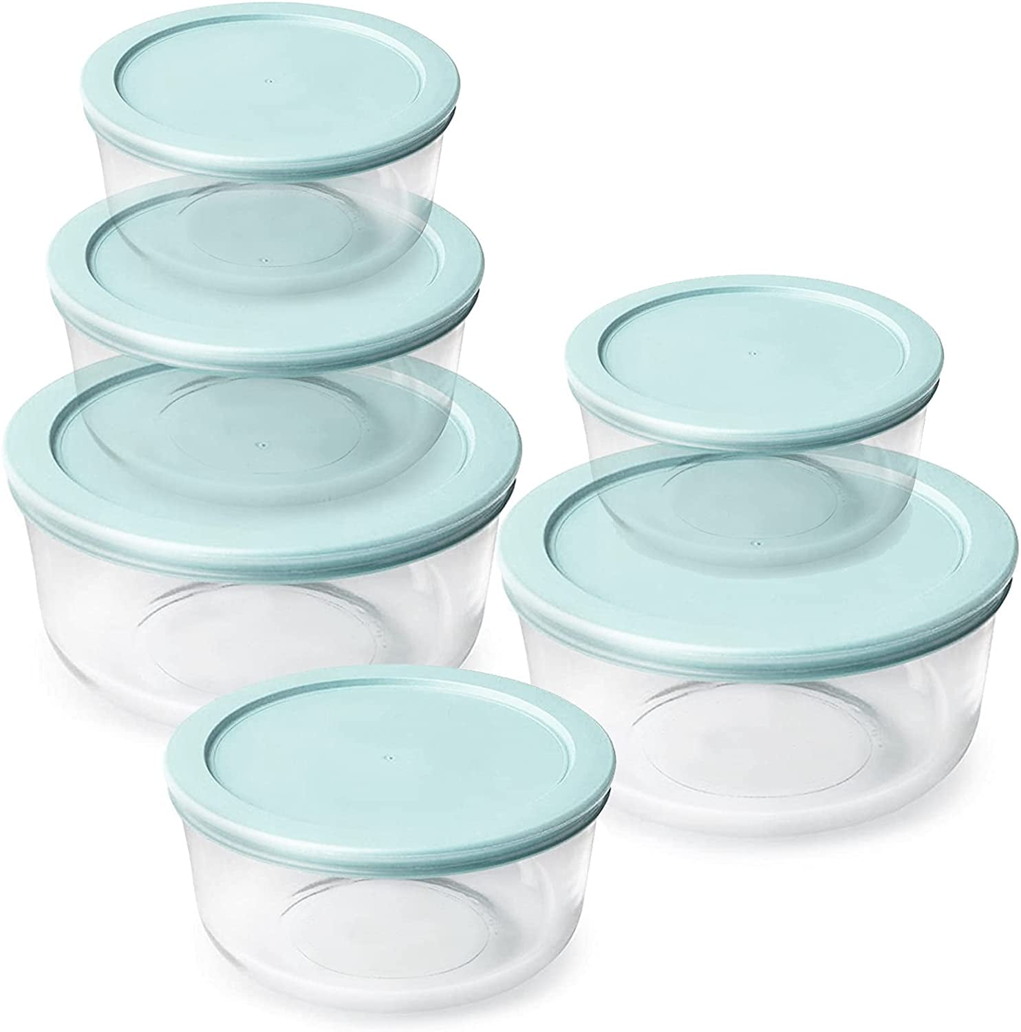 Glass Storage Containers with Lids, Set of 6 Round Glass Food Storage ...