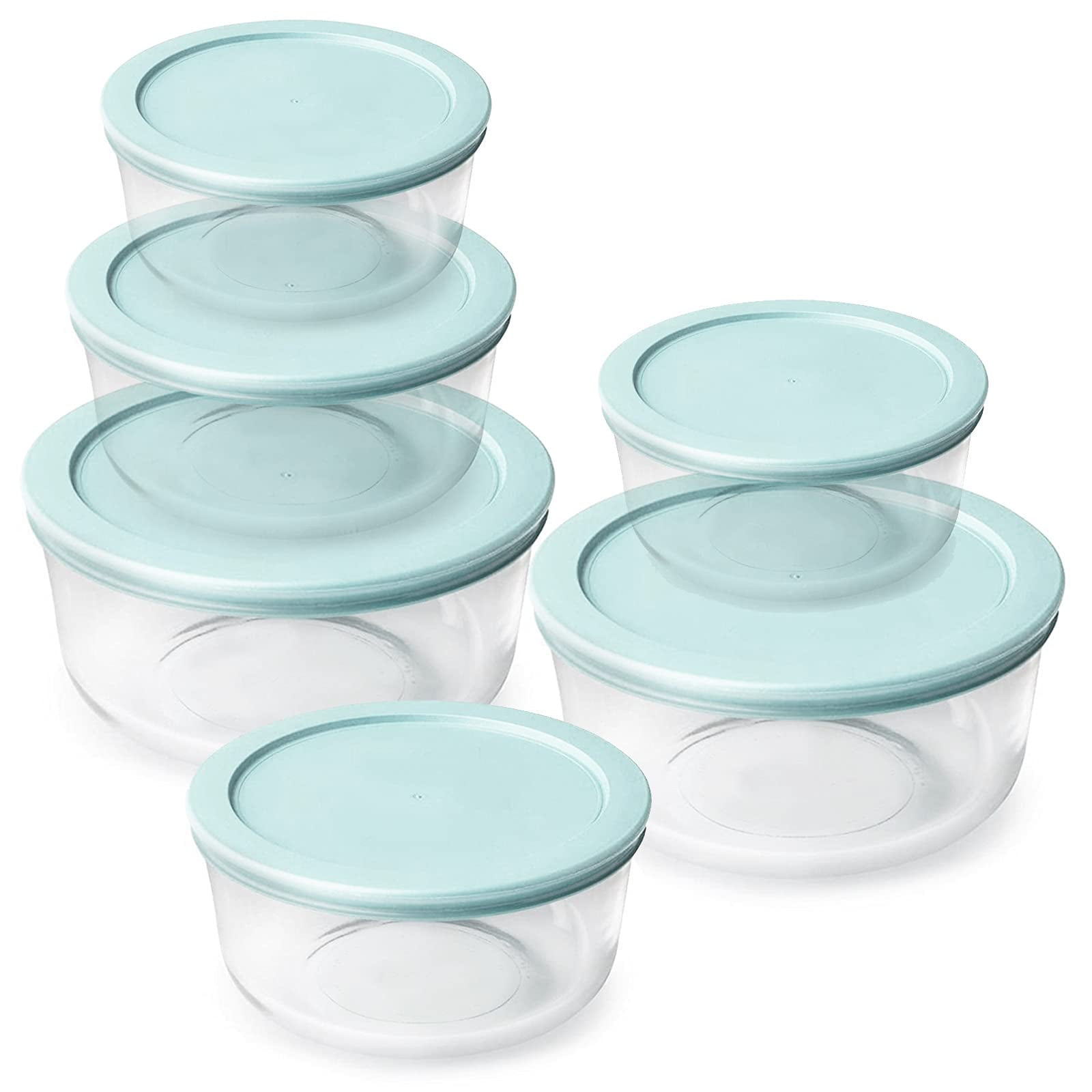 Glass Storage Containers with Lids, Set of 6 Round Glass Food Storage ...