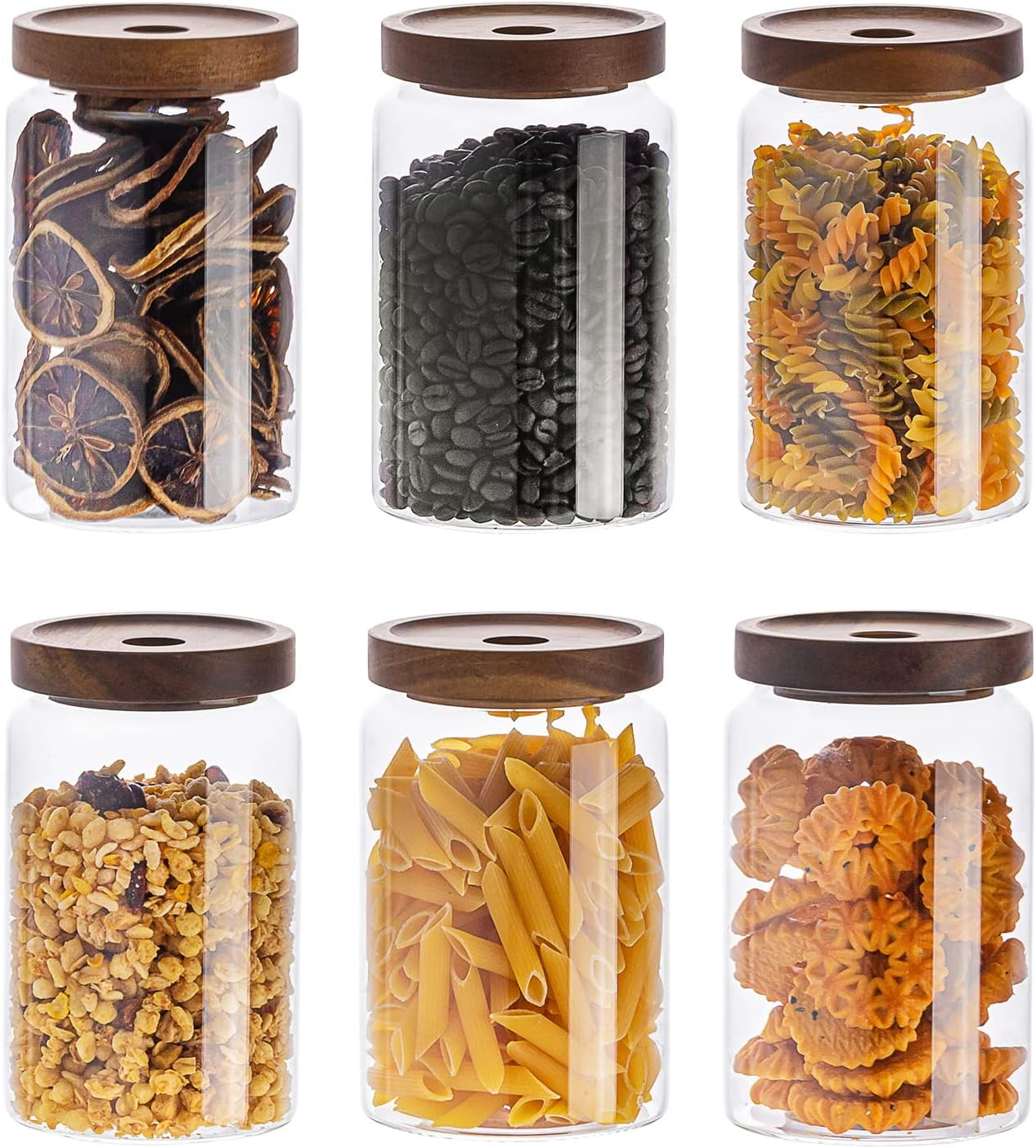 Glass Storage Containers Set of 6, 28 Ounce Airtight Food Storage ...