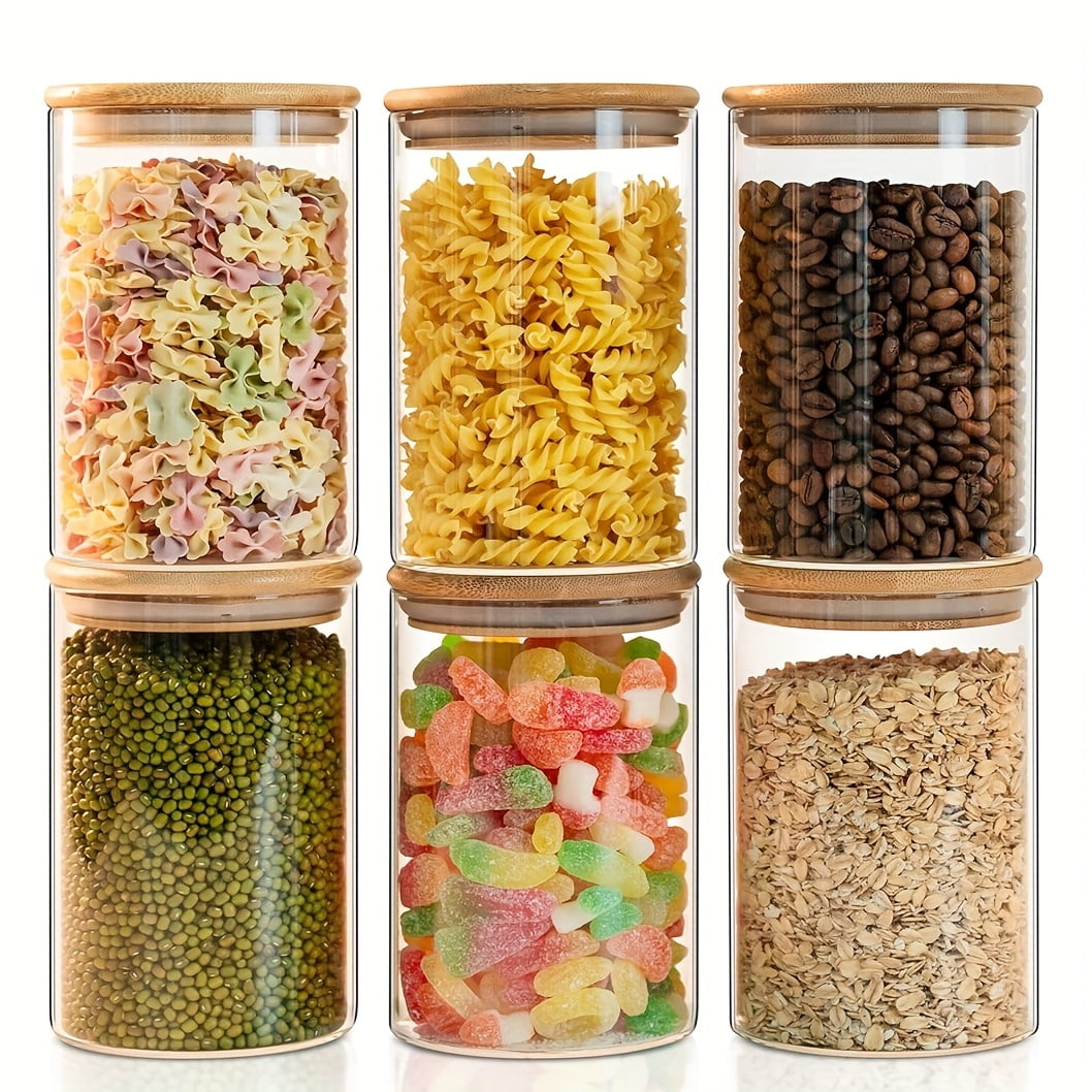 Glass Storage Containers Set Of 6, 32 Ounce Airtight Food Storage ...