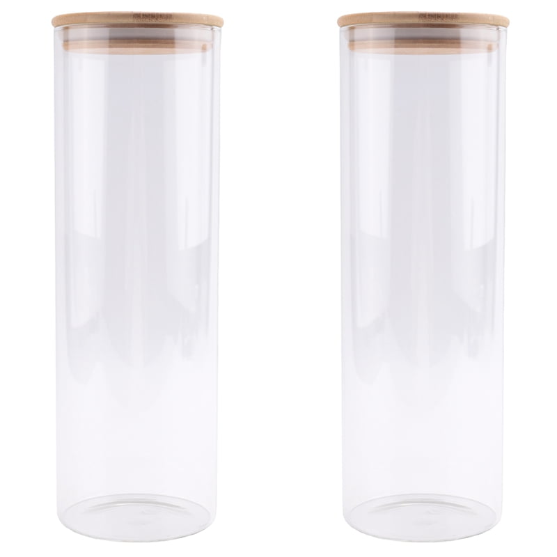 Glass Storage Containers Set of 2 71Oz Tall Spaghetti Jars with Bamboo ...