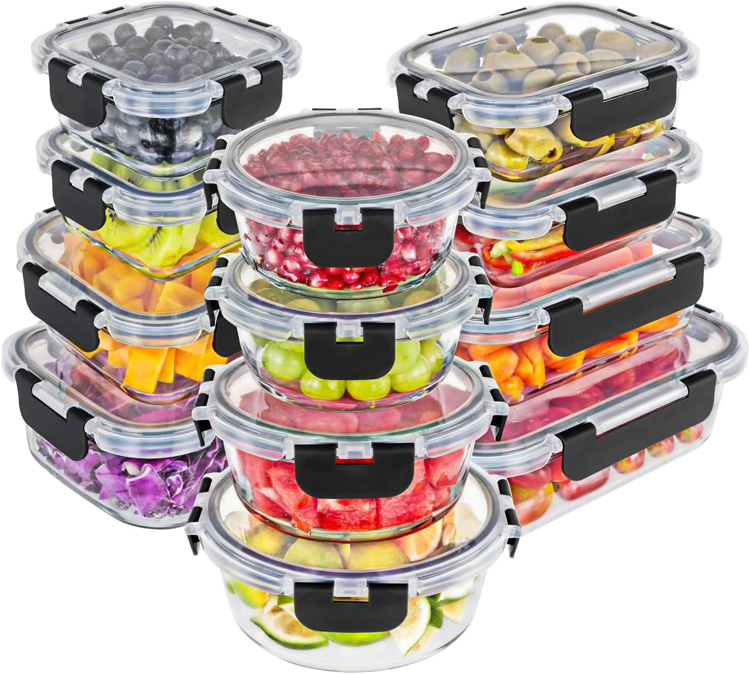 Glass Storage Containers with lids Set | Ultimate 24pc Sets with 12 ...