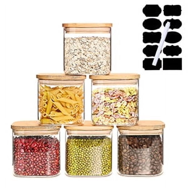 Ollieroo Glass Storage Jar Set Glass and Bamboo 4" × 4" × 4.1" Clear ...