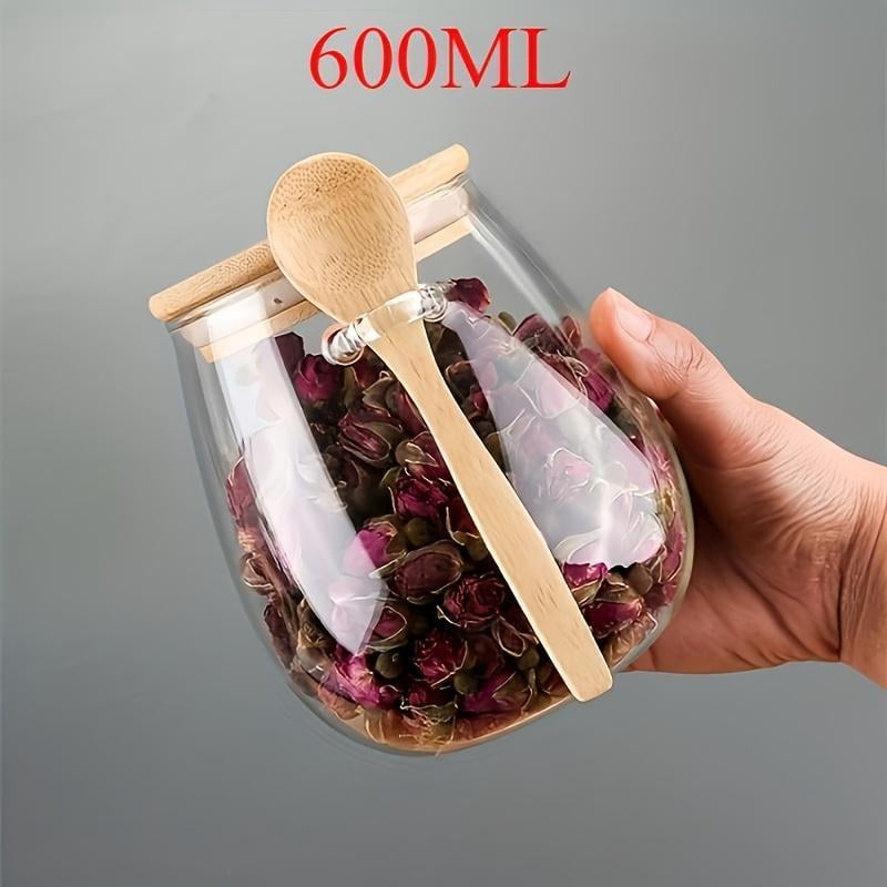 Glass Storage Jar with Spoon, 2 Counts/set Airtight Glass Storage Jar ...
