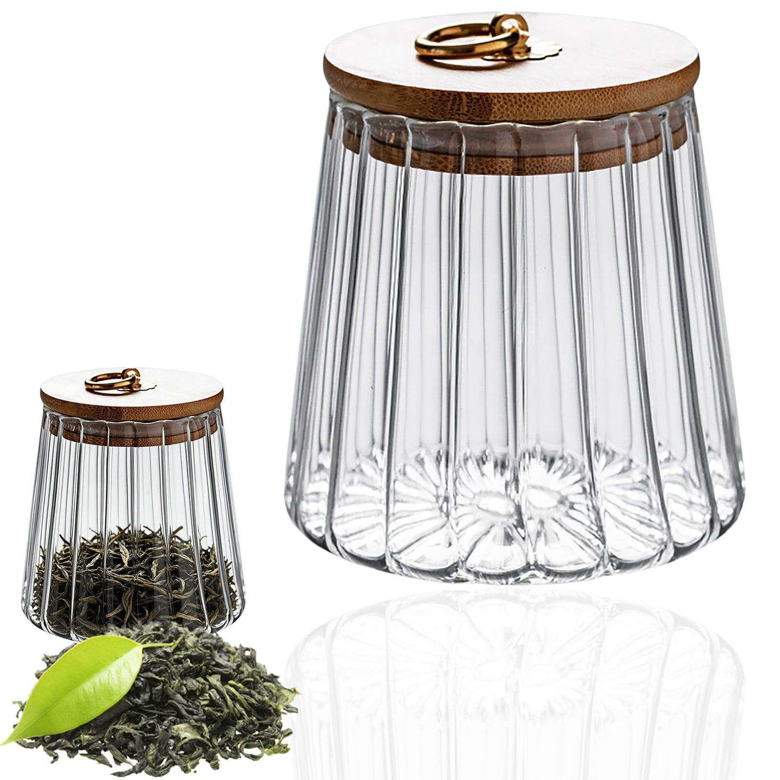 Glass Storage Jar，Striped Conical High Borosilicate Container with ...
