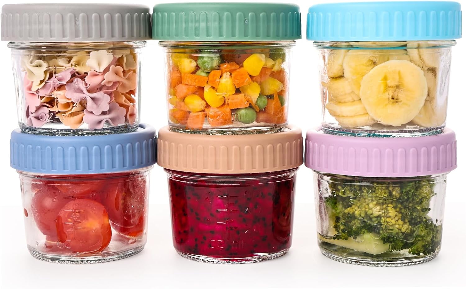 Glass Storage Jars 6 Pack 37oz Clear Glass Food Storage Containers with ...