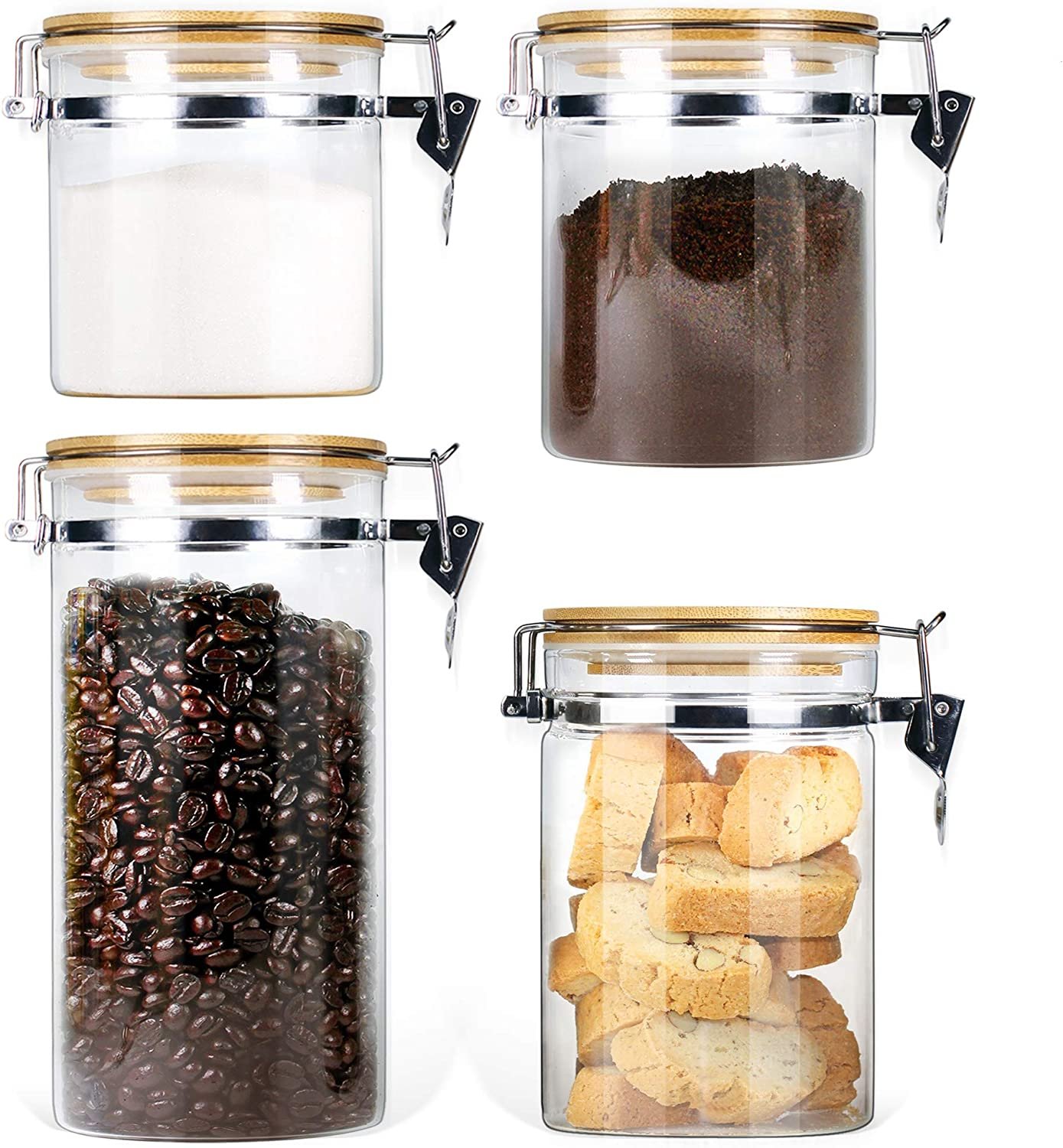 Home Basics 4 Piece Glass Canister Set, Clear - Walmart.com