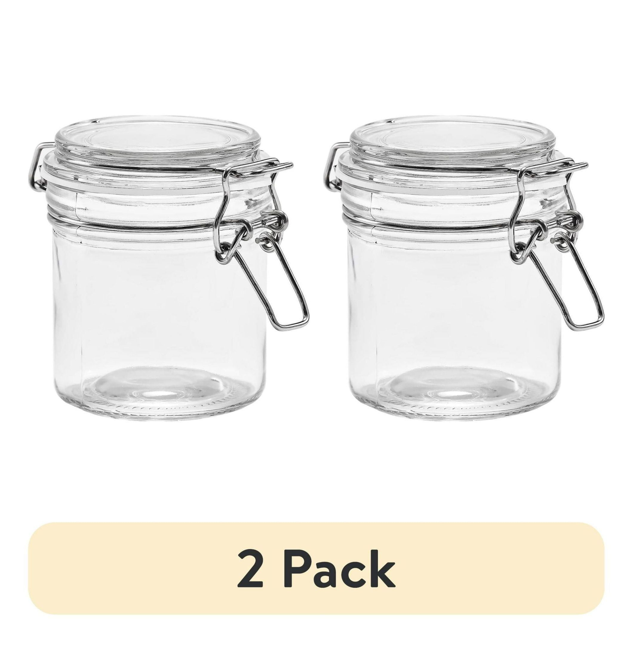 Glass Storage Jars with Lock Lids (2 Pack) - 9.4 oz Canisters for ...